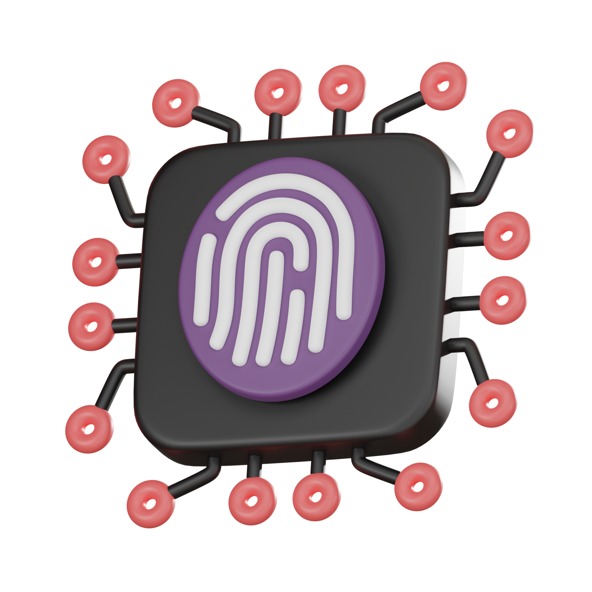 Futuristic Cybersecurity Concept With Fingerprint 3d Icon And Digital Protection 3d Render