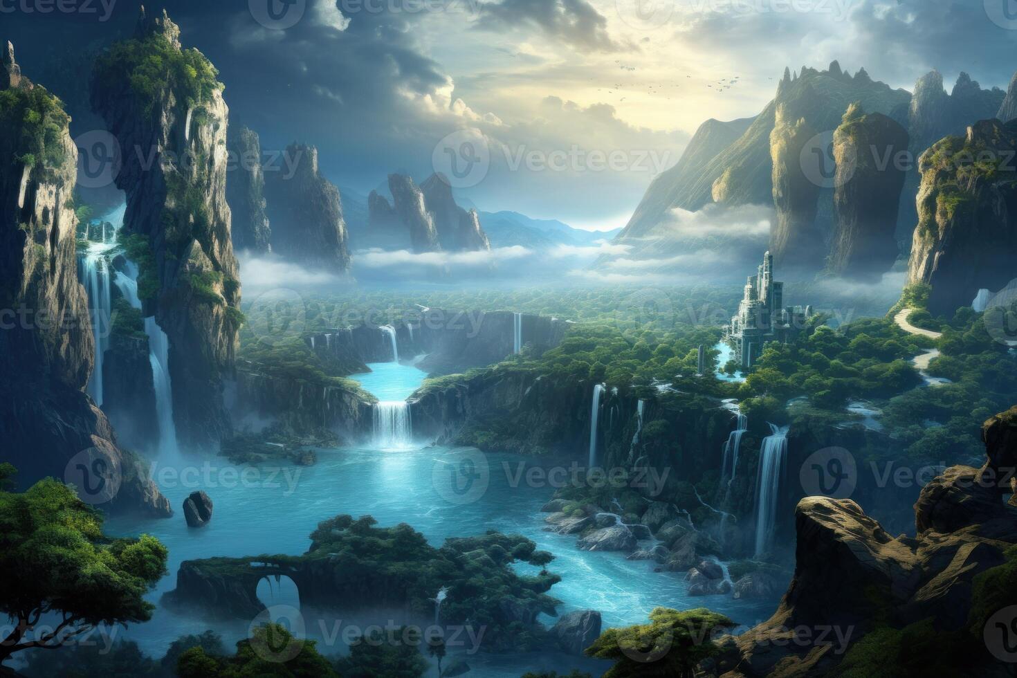 Vivid Fantasy planet landscape. Generate Ai 32756956 Stock Photo at ... Vivid Fantasy planet landscape. Generate Ai 32756956 Stock Photo at ...