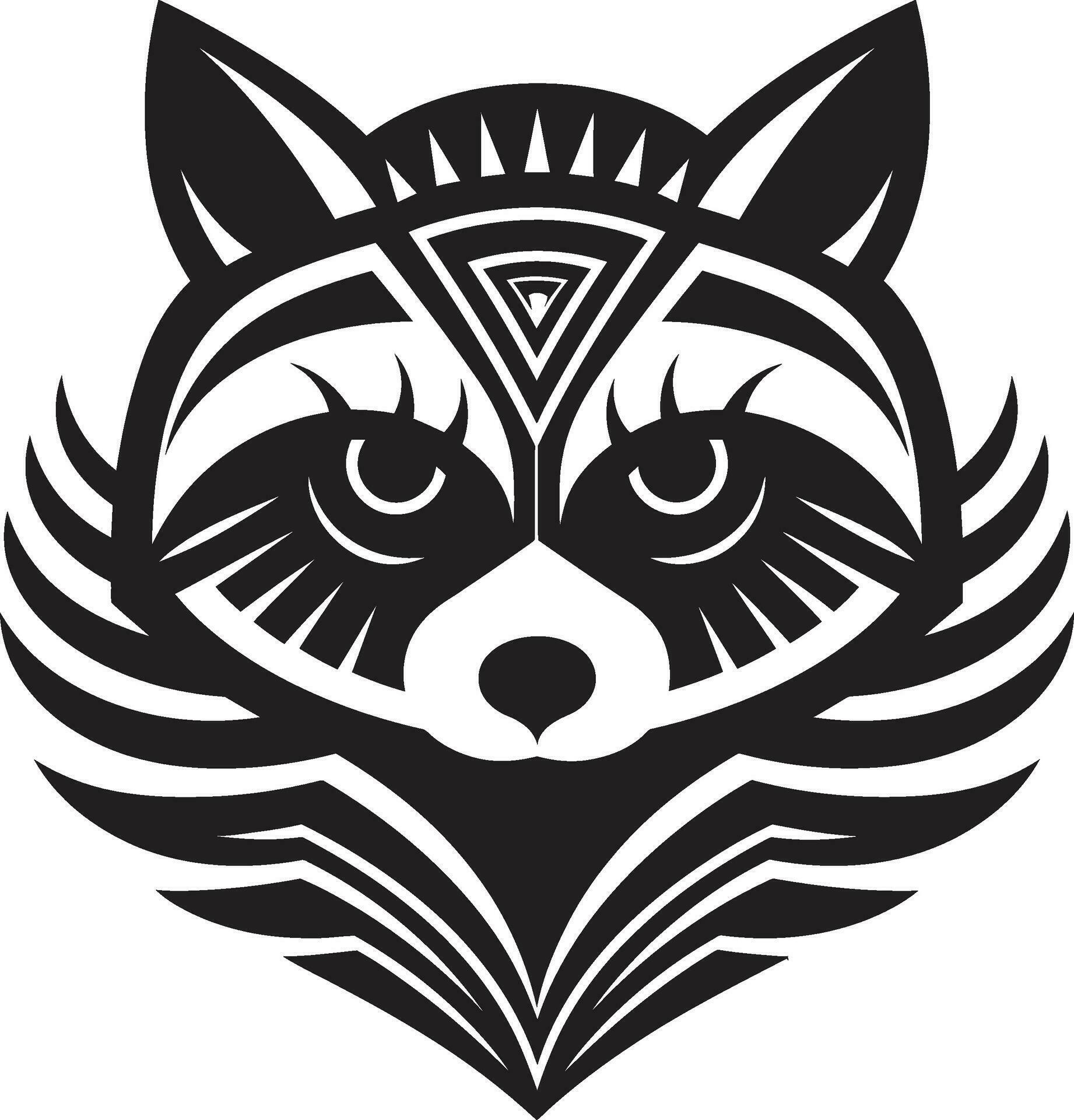 Raccoon Silhouette Monochrome Badge Stylish Black Raccoon Crest ...