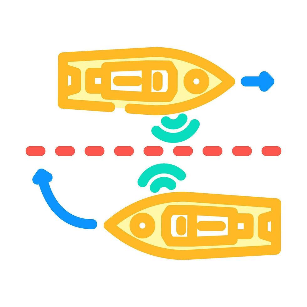 Ship Collision Avoidance Systems Color Icon Vector Illustration