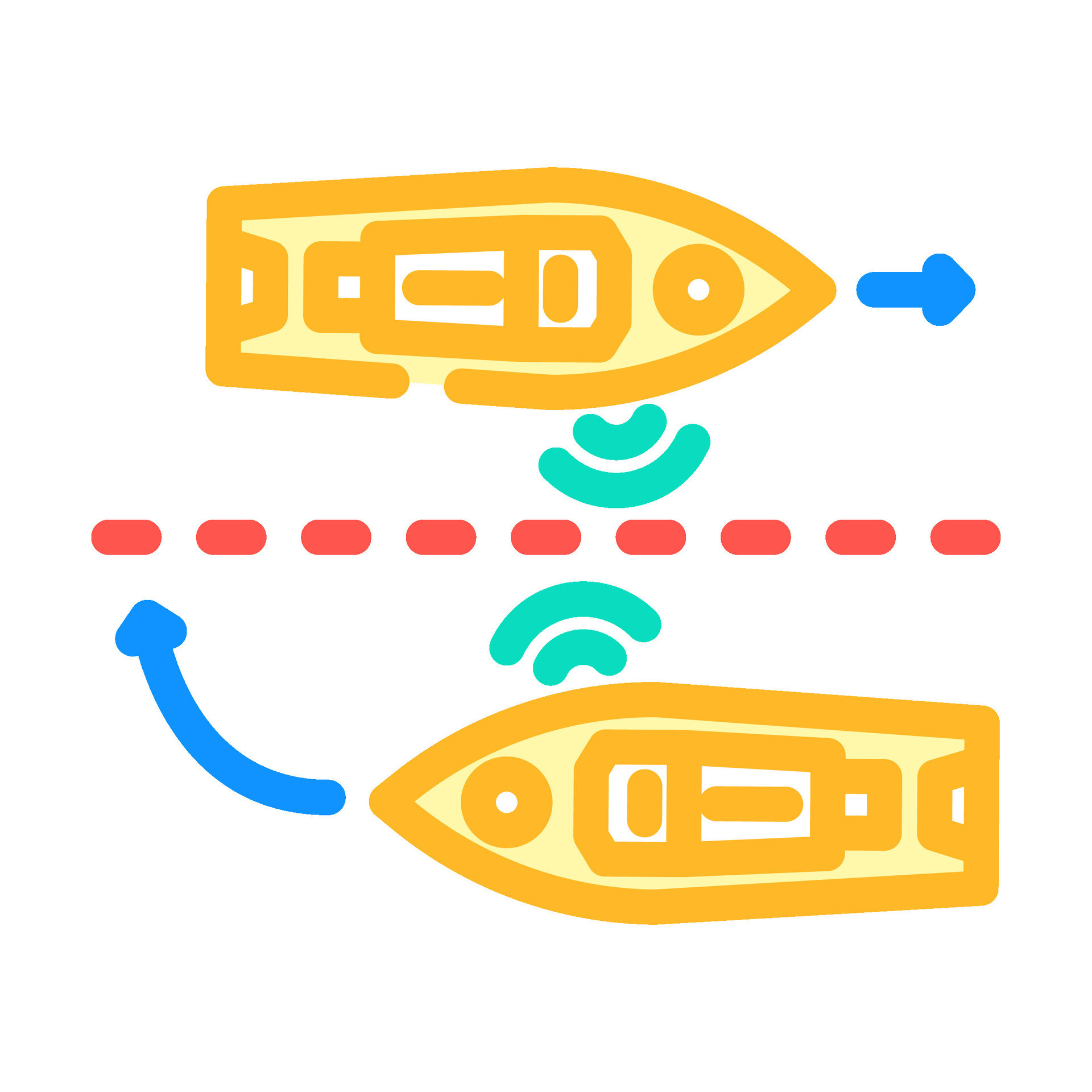 Ship Collision Avoidance Systems Color Icon Vector Illustration