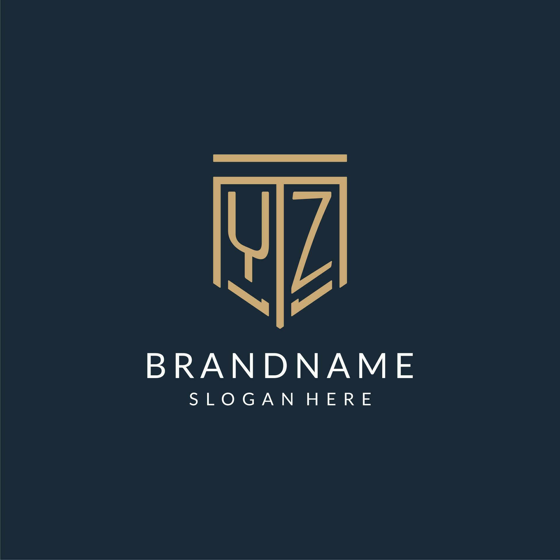 Initial YZ shield logo monoline style, modern and luxury monogram logo design 32832038 Vector ...