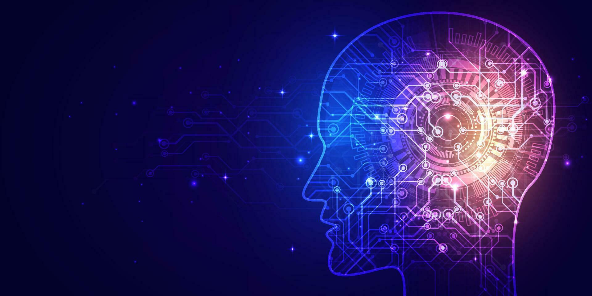 Abstract digital technology brain futuristic, AI Artificial intelligence blue background, Cyber ...