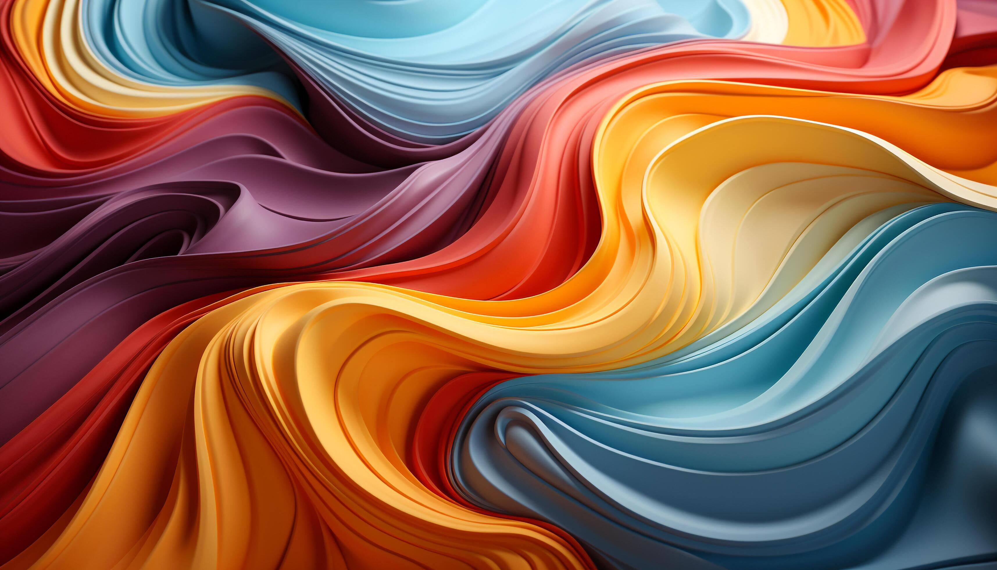 Abstract Backdrop With Smooth Flowing Wave Pattern In Vibrant Colors