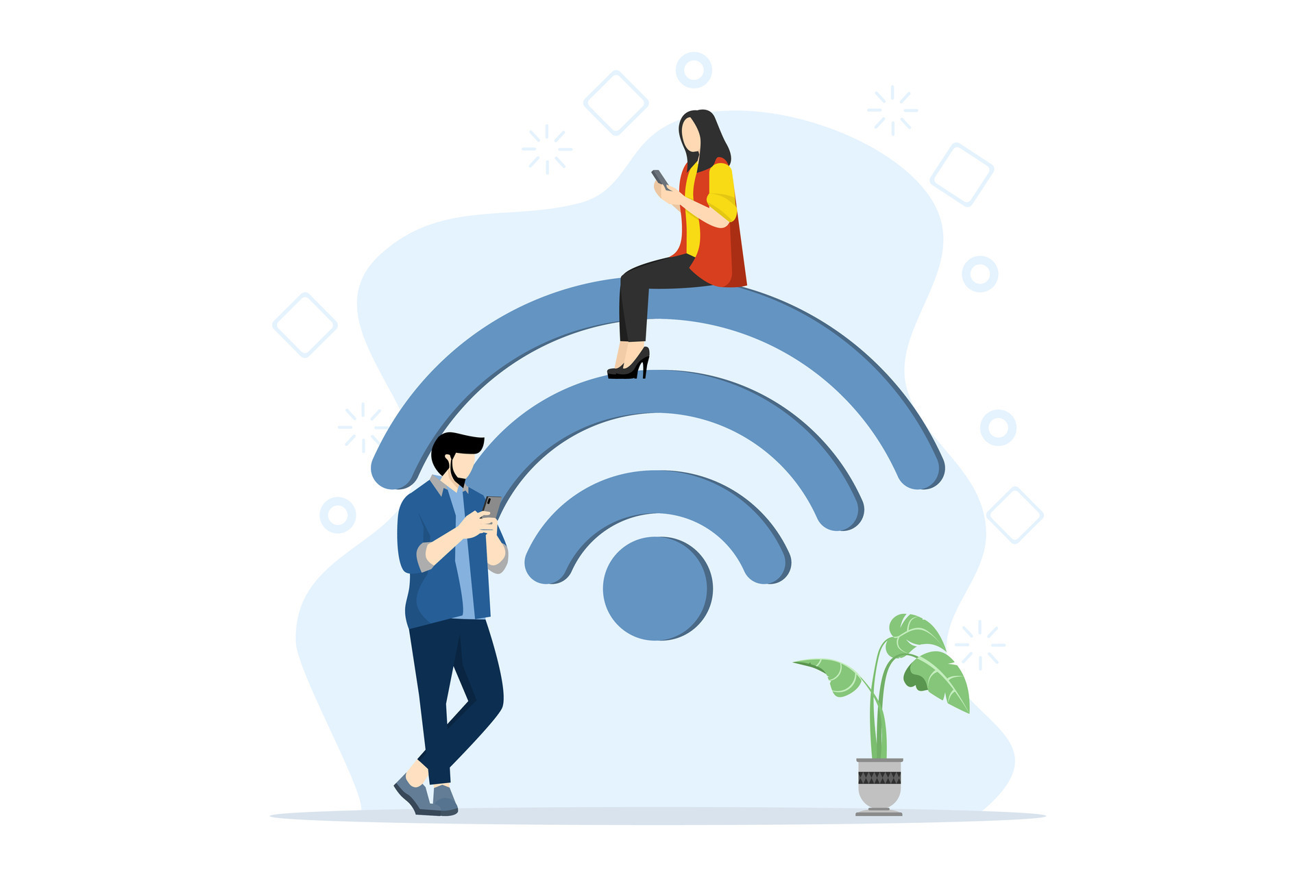 mobile network concept, wireless Internet connection technology. Wi-Fi ...