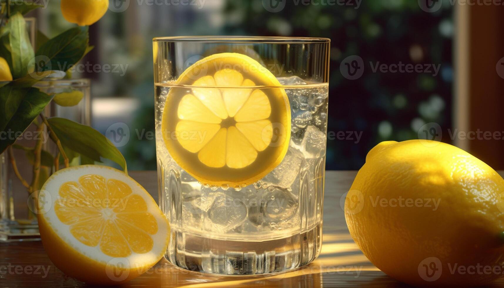 Fresh lemon slice on ice, a refreshing summer drink generated by AI 32843886 Stock Photo at Vecteezy