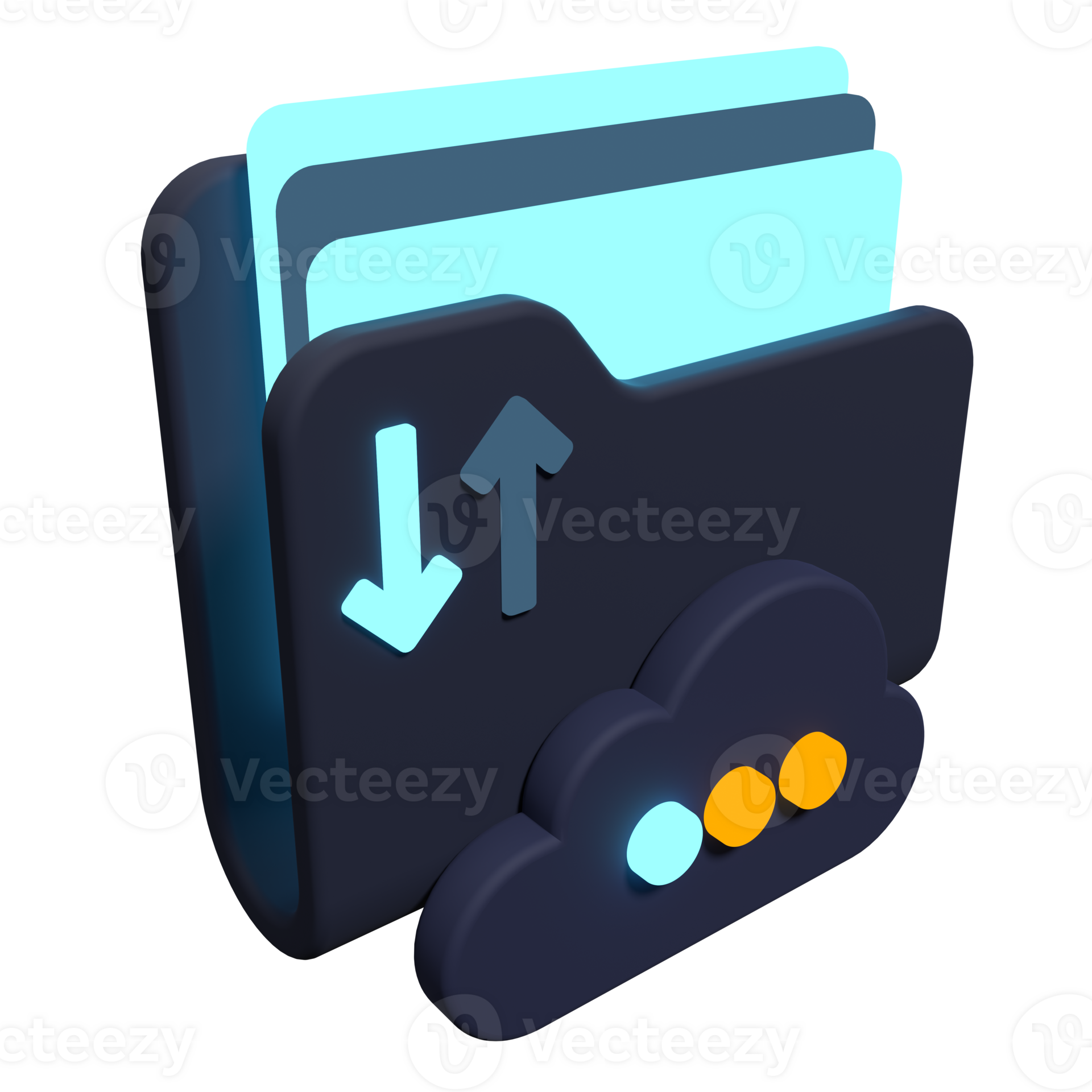 3D rendering illustration of folder icon with paper document. Simple ...
