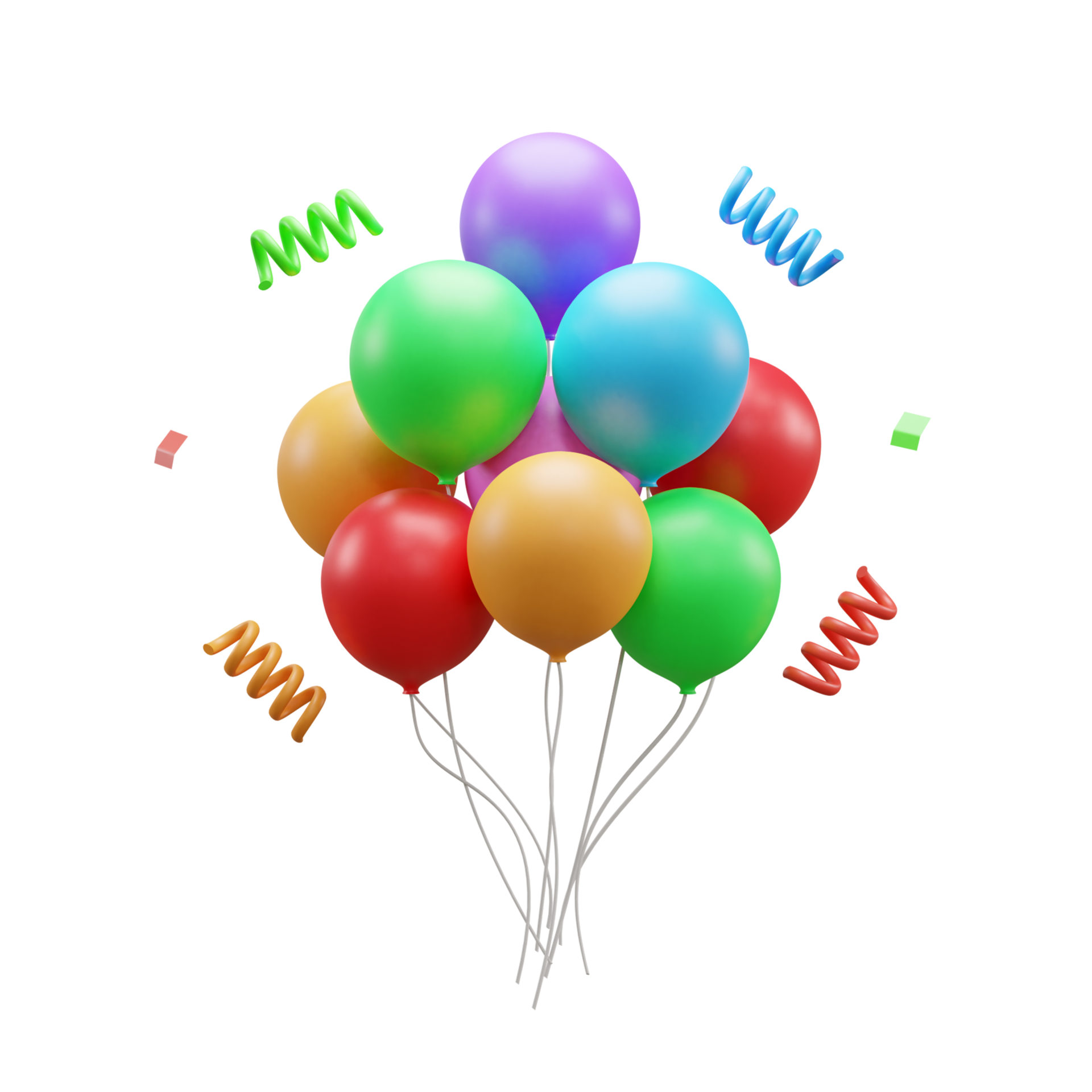 Party balloons 3d icon illustration or Celebration party balloons 3d icon or Birthday party ...