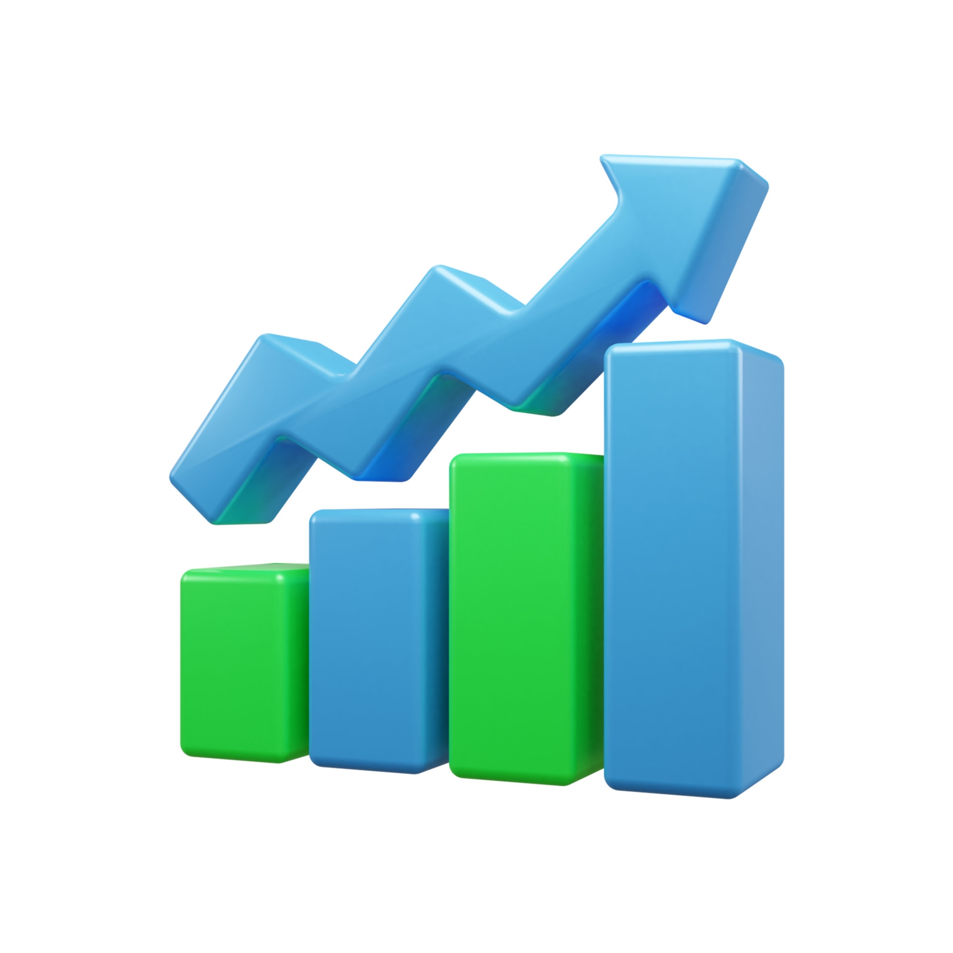 Business growth up graph 3d illustration icon or business success graph ...