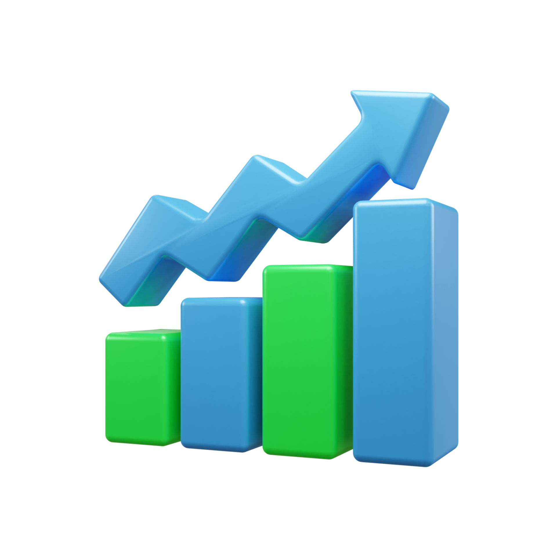 Business growth up graph 3d illustration icon or business success graph ...