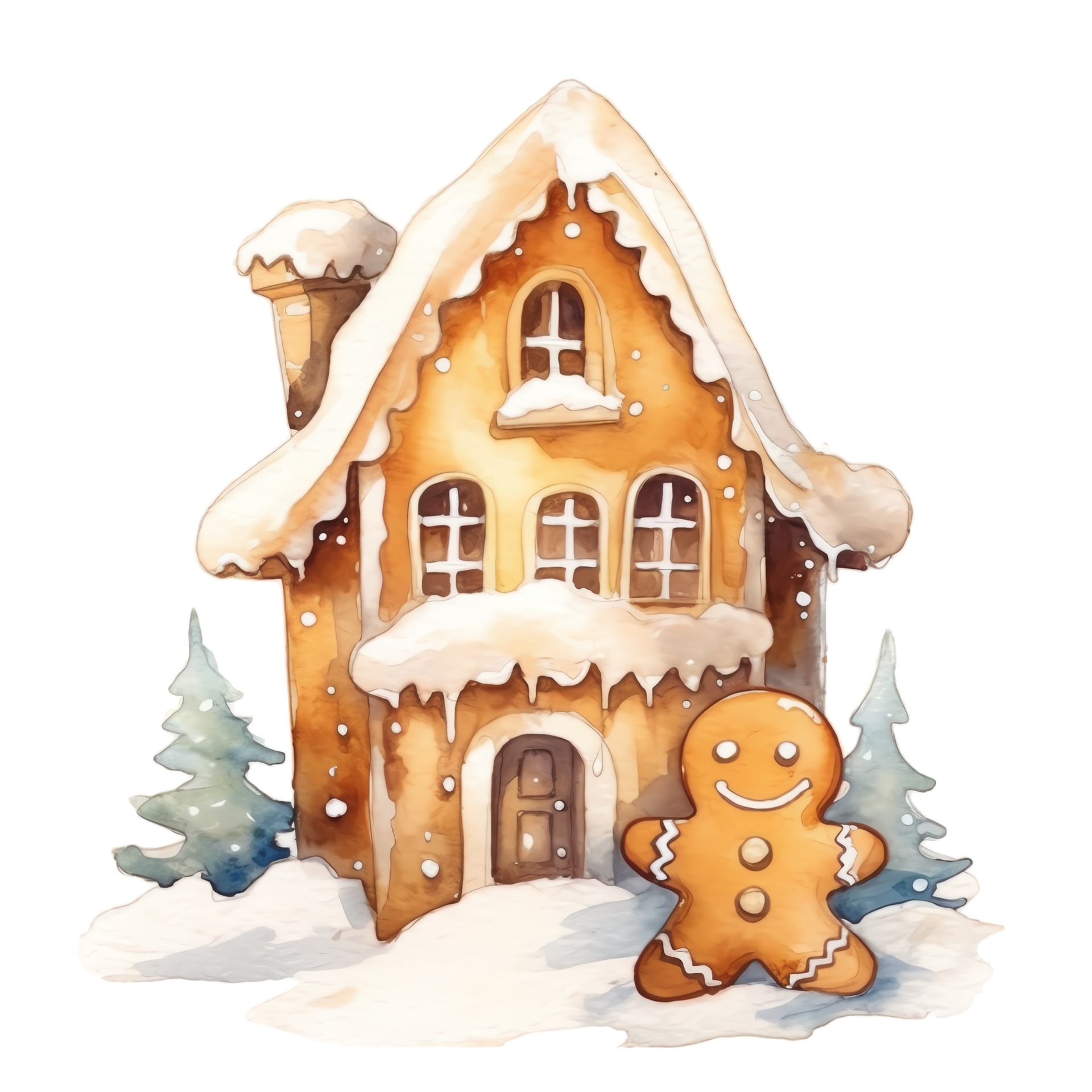 Watercolor Christmas gingerbreads Clipart, Christmas Watercolor ...