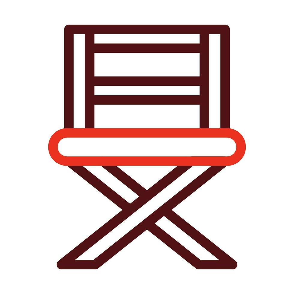 Folding Chair Vector Thick Line Two Color Icons For Personal And ...