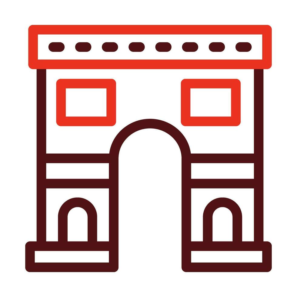 Arc De Triomphe Vector Thick Line Two Color Icons For Personal And ...