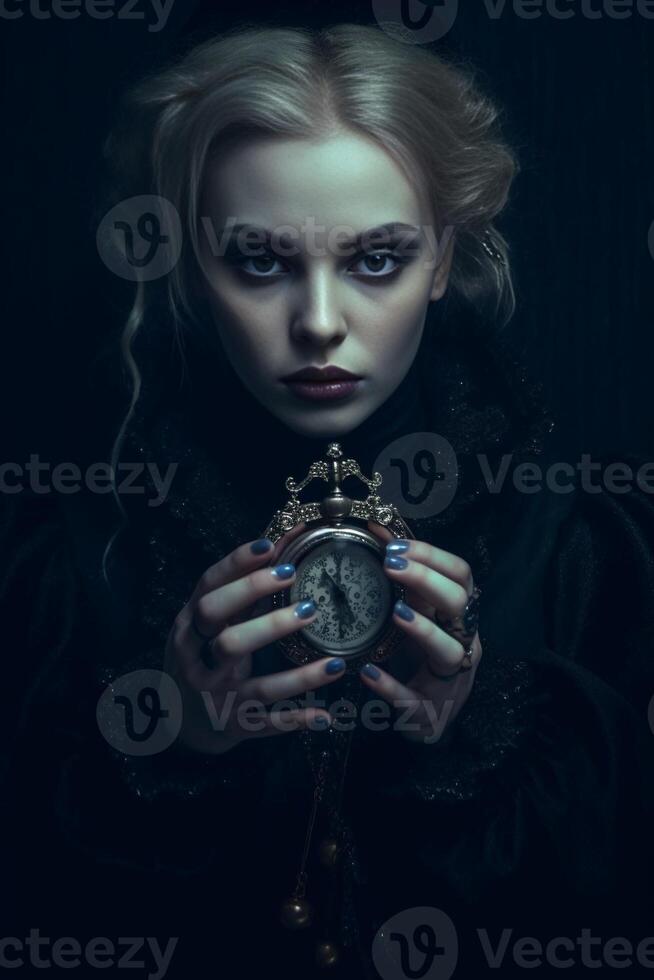 Girl Biting Her Fingers In Fright Woman In Fear Poses Against