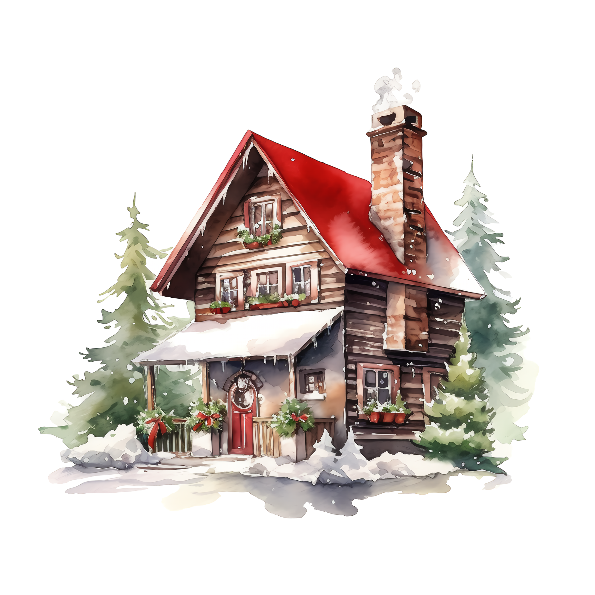 Christmas House Clipart, Watercolor Christmas Village AI Generated ...