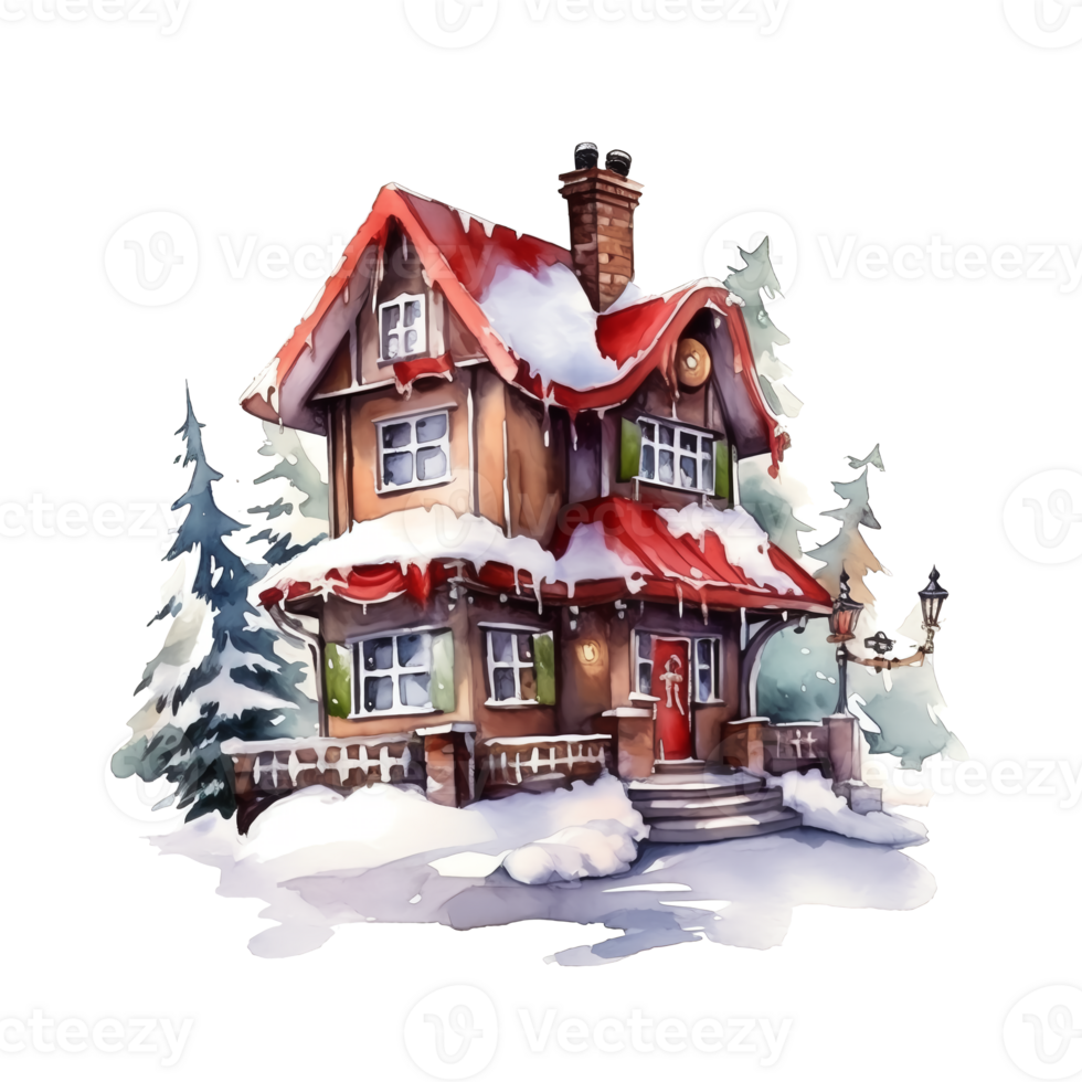 Christmas House Clipart, Watercolor Christmas Village AI Generated ...