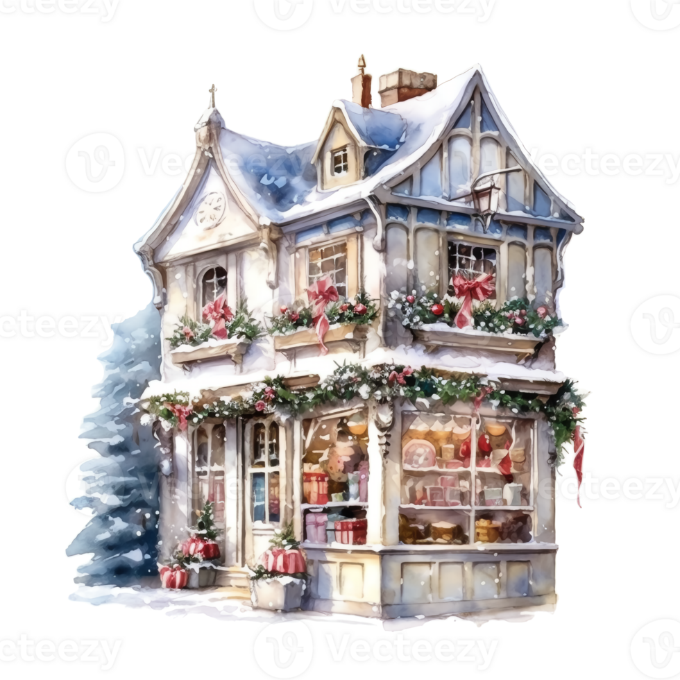 Christmas House Clipart, Watercolor Christmas Village AI Generated ...