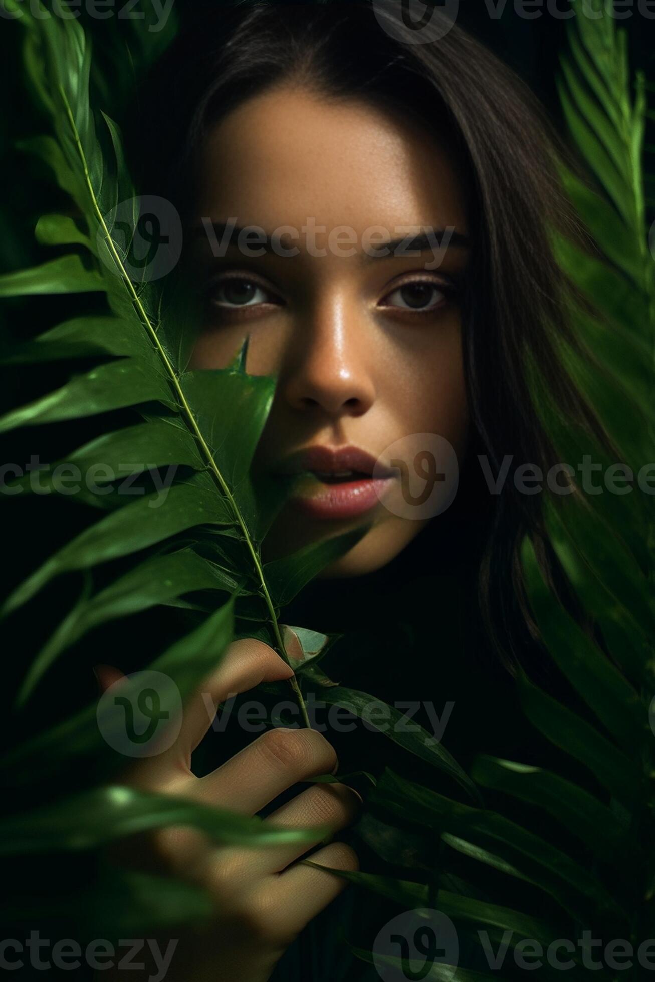 Pleased Caucasian Girl Looking Down Sad Blackhaired Woman Posing With Plant Generative Ai