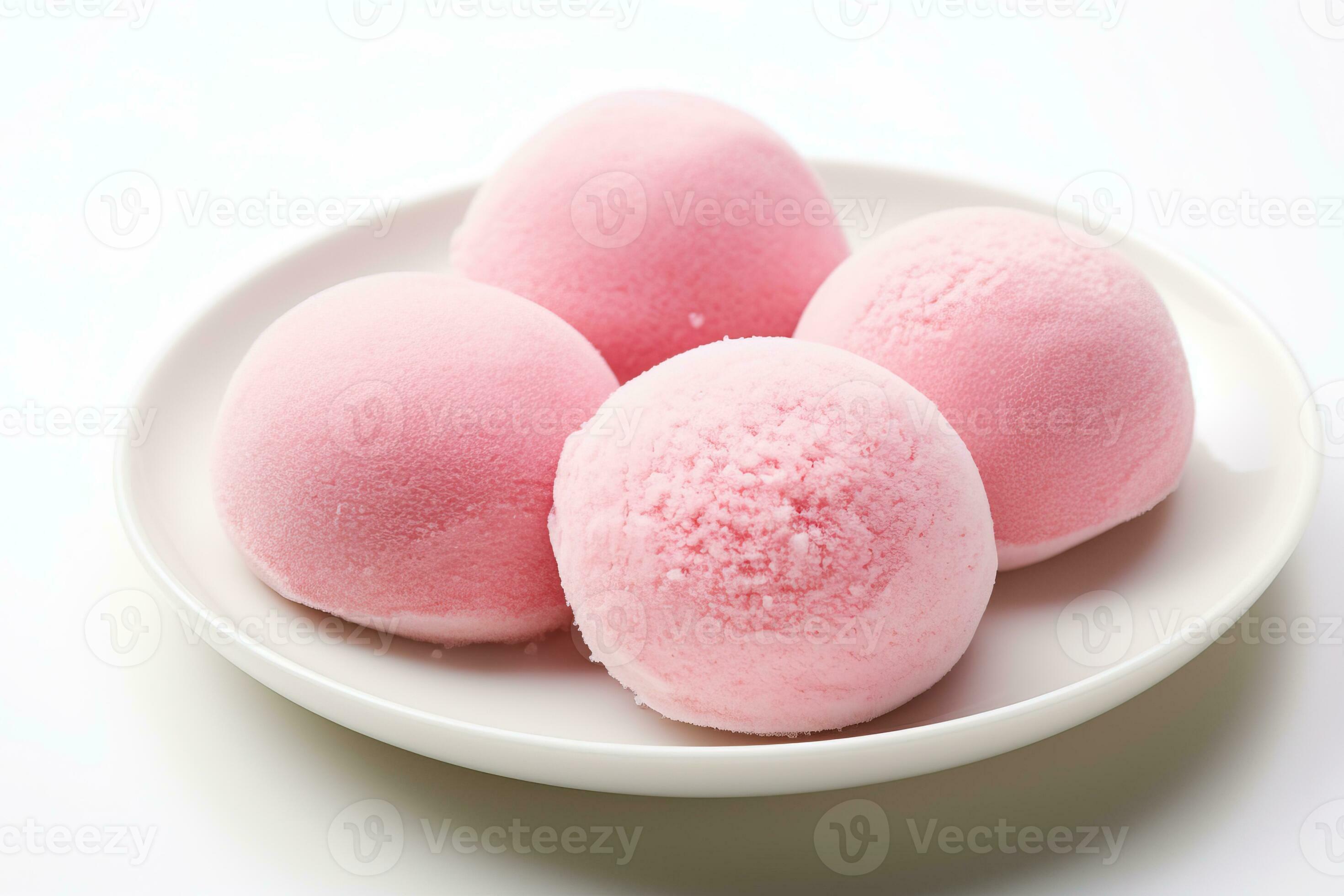 Pink Mochi Ice Cream. Mochi Japanese dessert isolated on white background AI Generative 32870994 ...