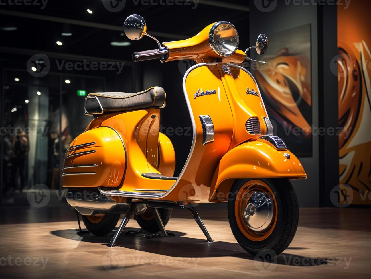 Vespa exhibition. Generative AI 32871208 Stock Photo at Vecteezy