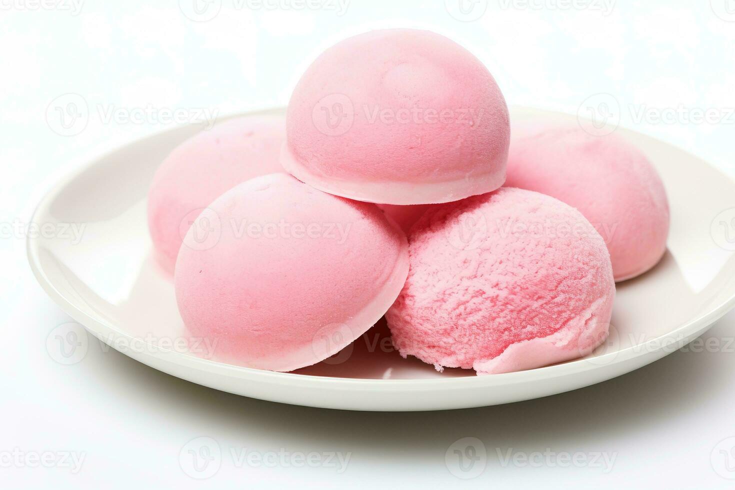 Pink Mochi Ice Cream. Mochi Japanese dessert isolated on white background AI Generative 32871702 ...