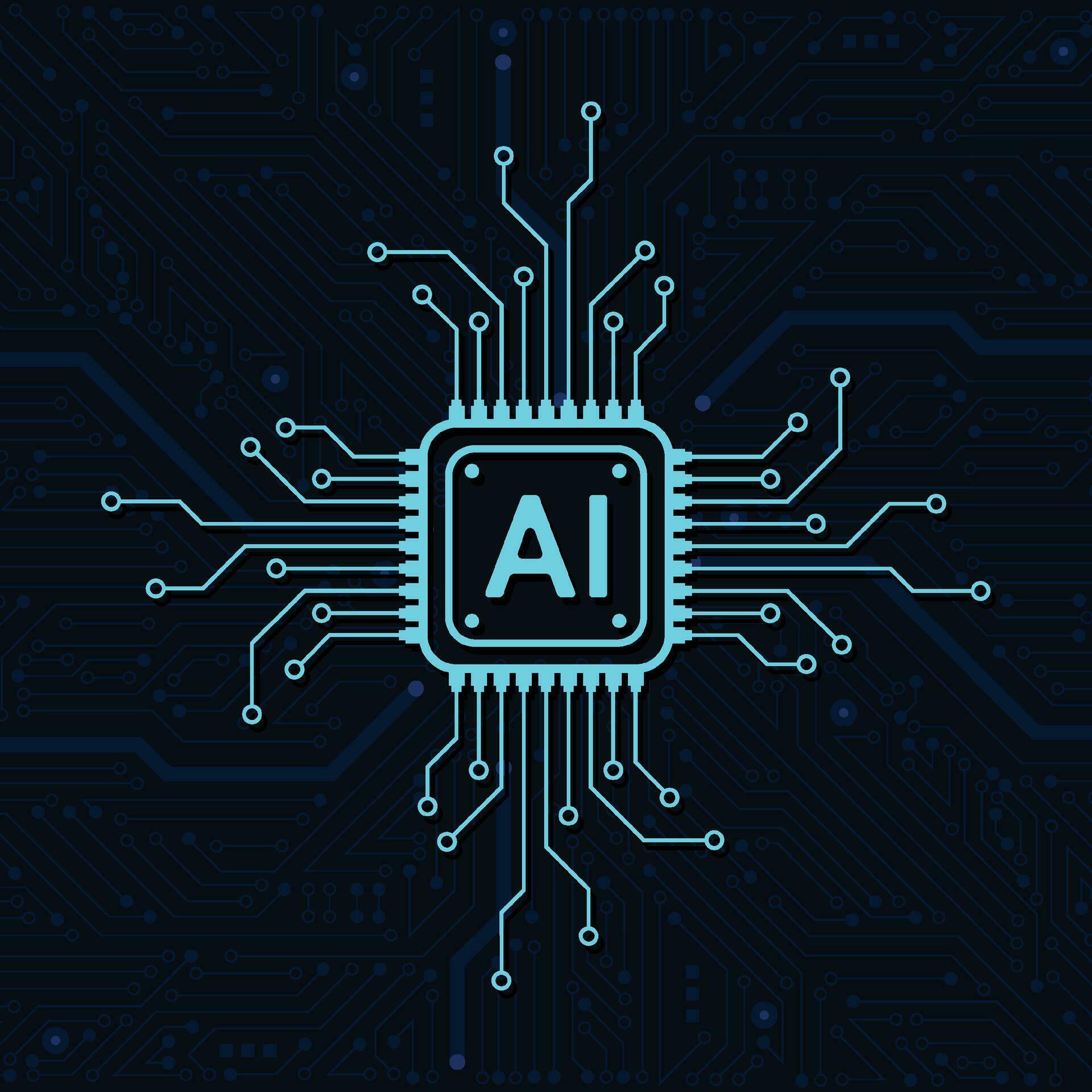 Artificial intelligence circuit line style. Machine learning design. Smart network digital ...