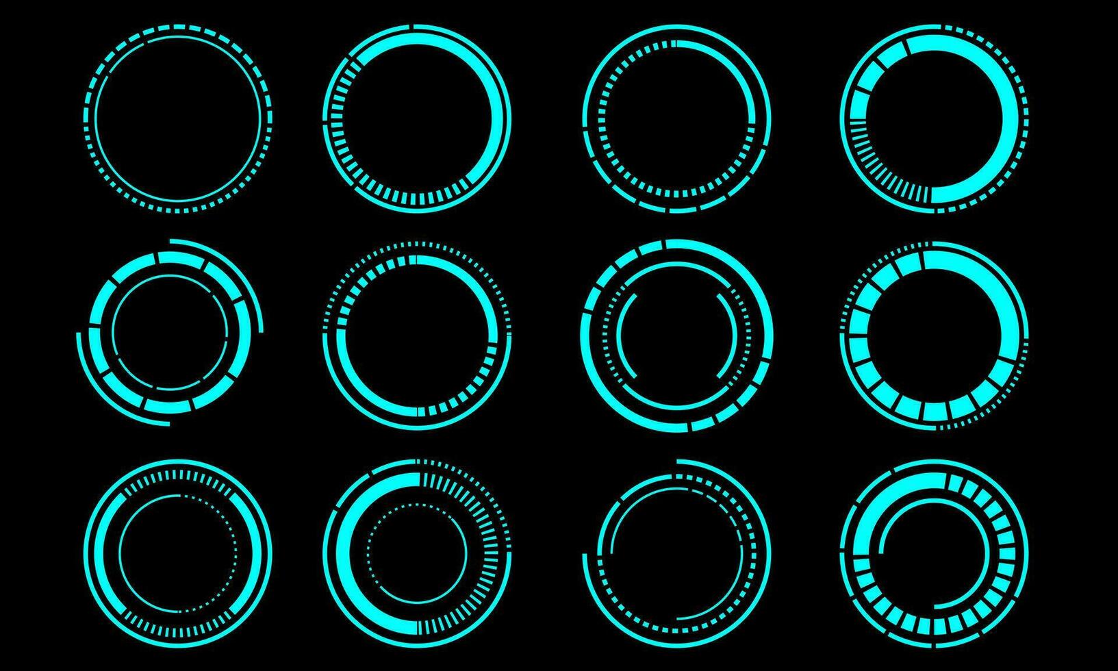 Set of sci fi blue circle user interface elements technology futuristic design modern creative ...