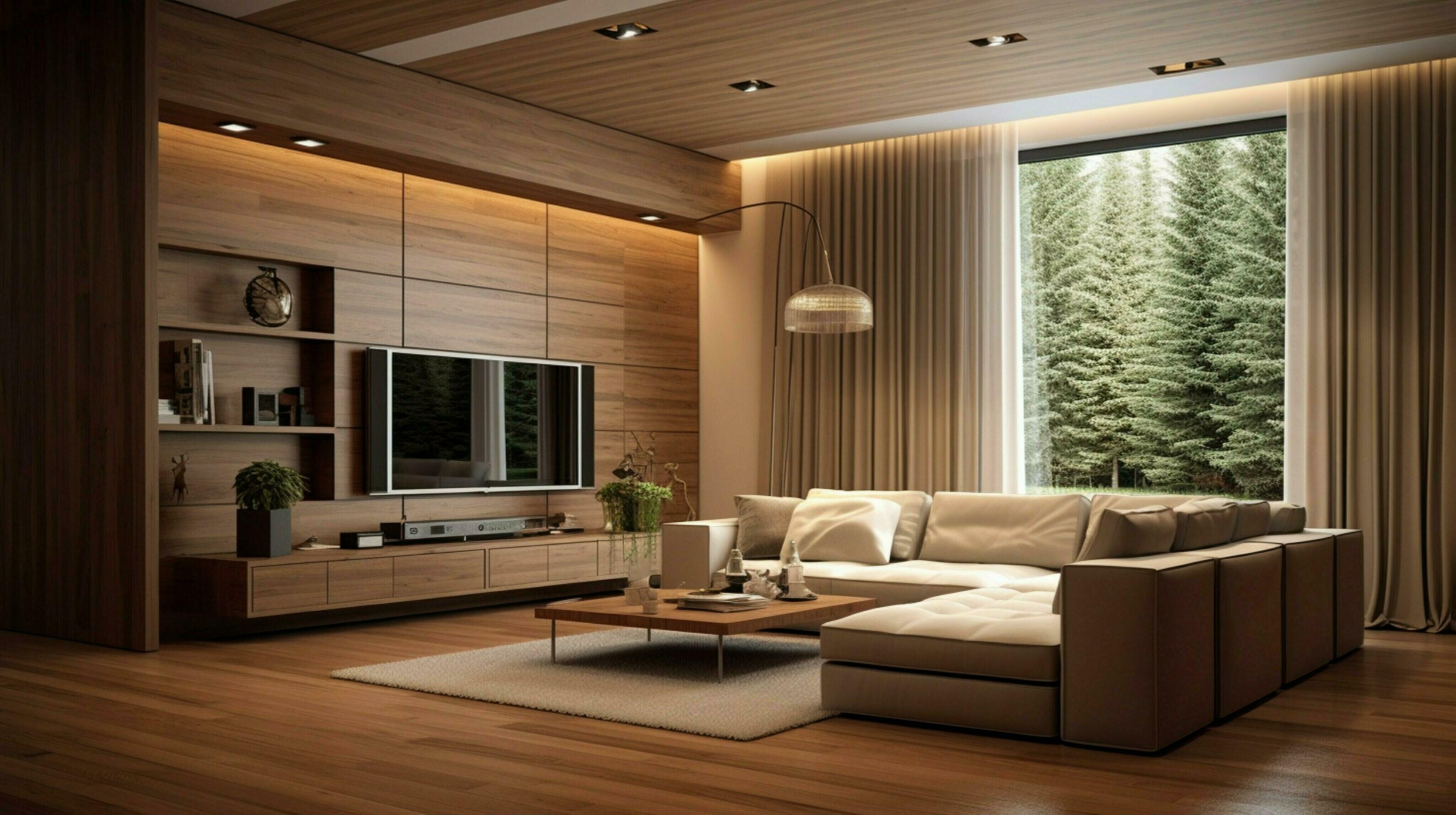 modern domestic room with elegant wood design 32943438 Stock Photo at ...
