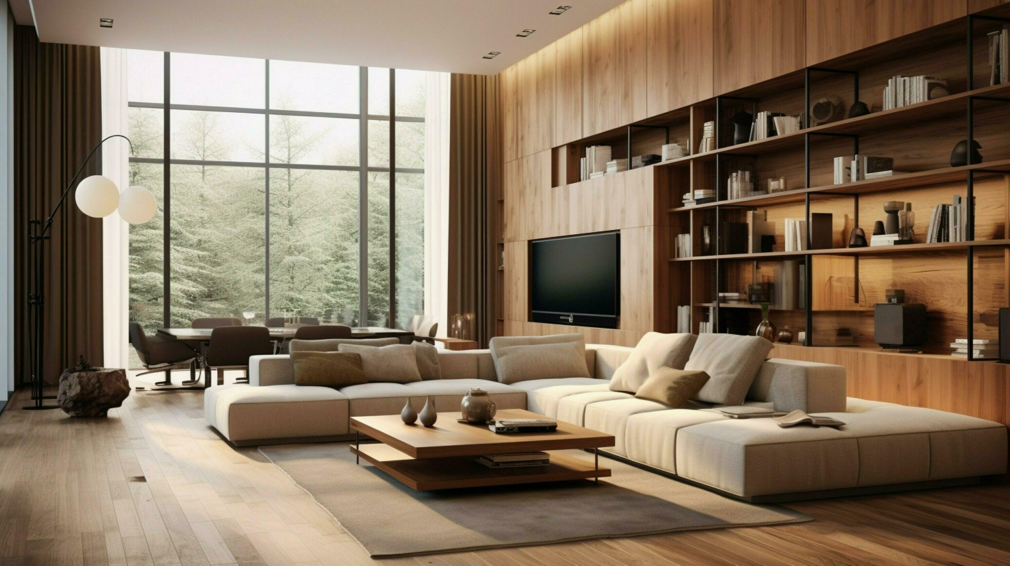 modern domestic room with elegant wood design 32943451 Stock Photo at ...
