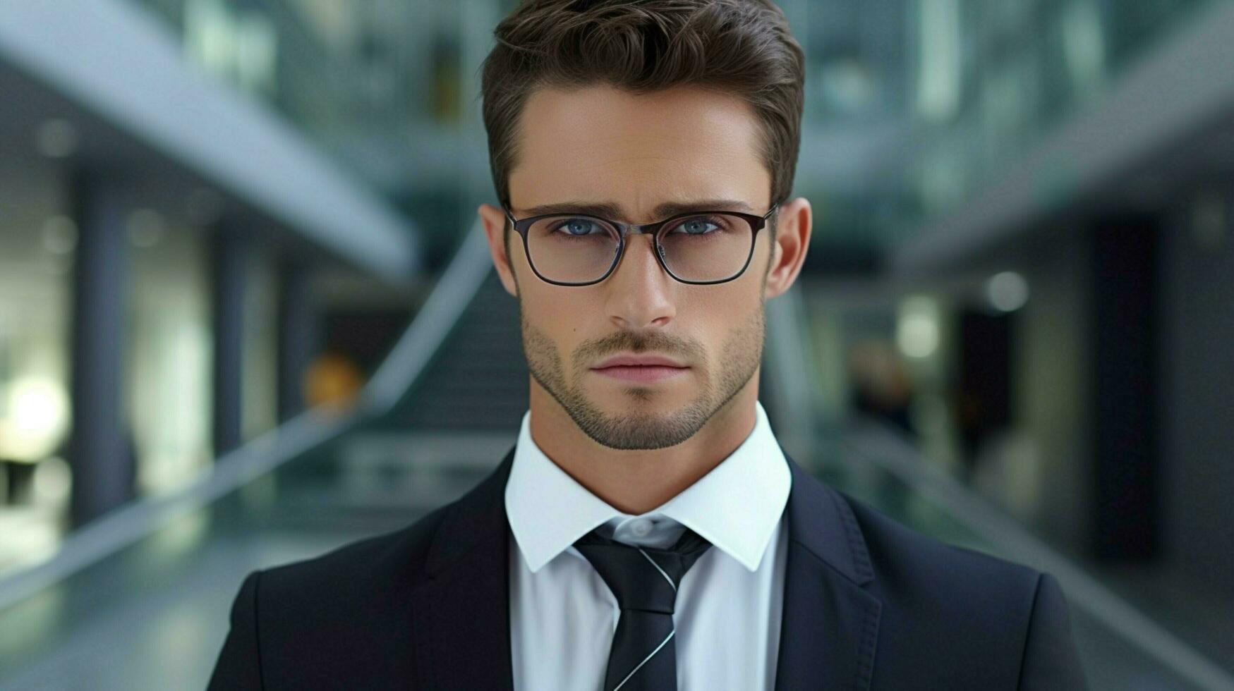 Serious Businessman With Eyeglasses Looking At Camera 32945808 Stock