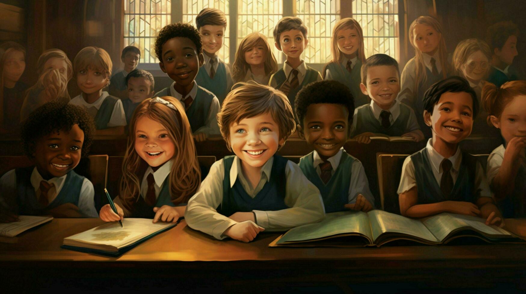 smiling school children studying in a classroom 32946504 Stock Photo at ... smiling school children studying in a classroom 32946504 Stock Photo at ...