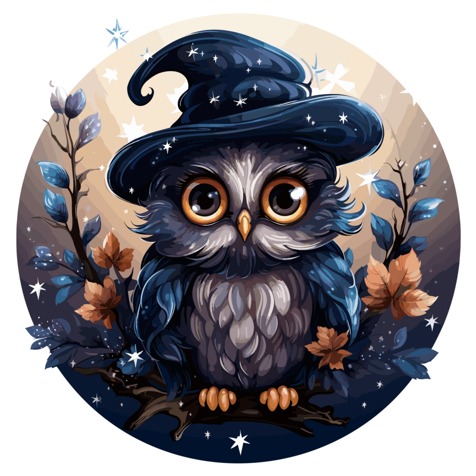 Beautiful Starry Night Witch Owl Clipart - Ai Generative 32973781 PNG