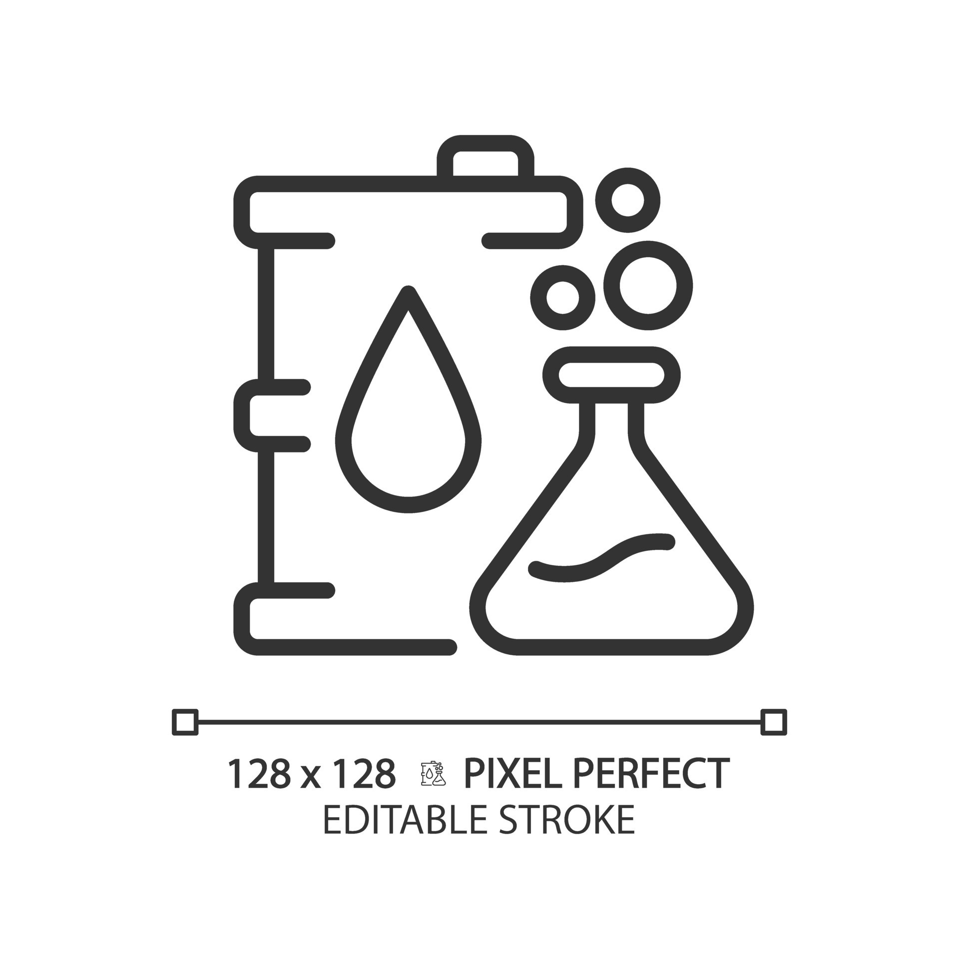 Crude oil chemical analysis linear icon. Laboratory test. Quality ...