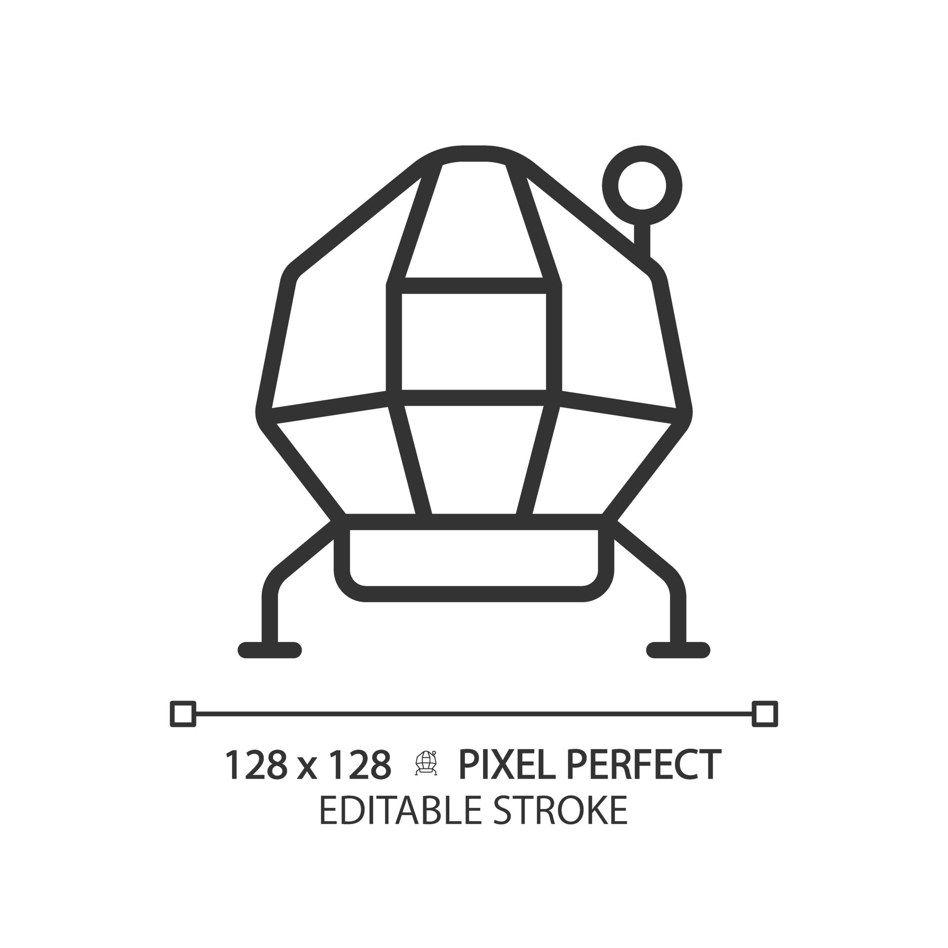 Lunar module pixel perfect linear icon. Moon lander. Space flight ...