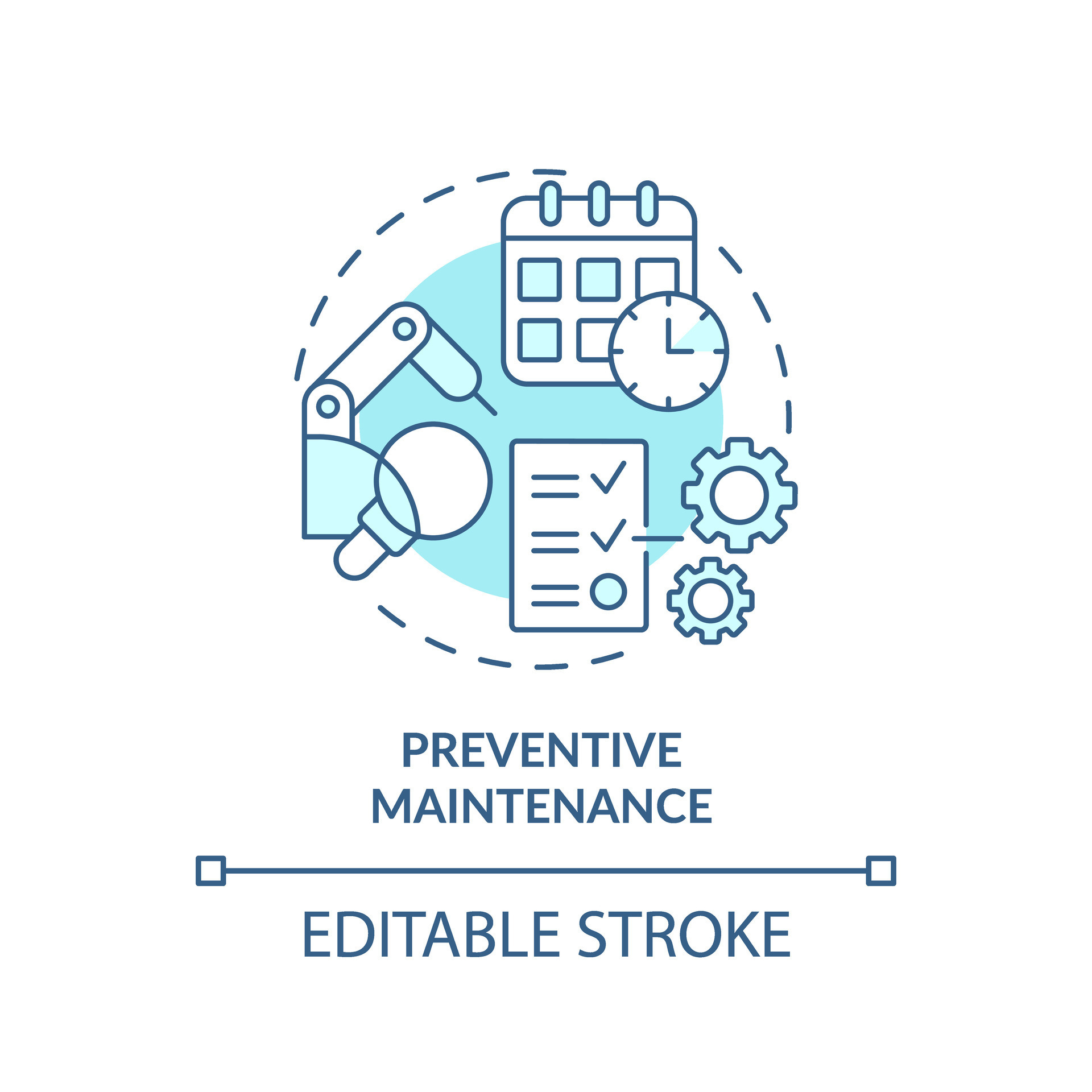 2D editable blue icon preventive maintenance concept, isolated vector ... 2D editable blue icon preventive maintenance concept, isolated vector ...