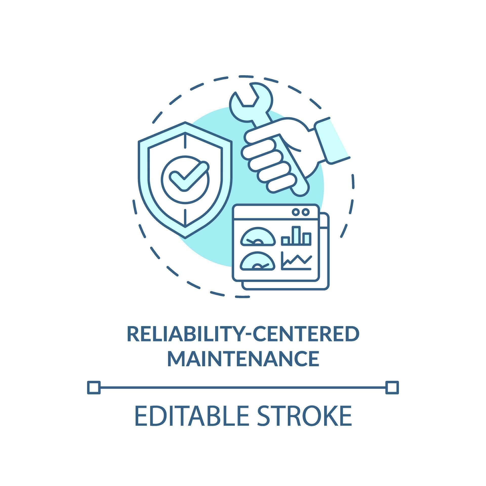 2D editable blue icon reliability centered maintenance concept ...