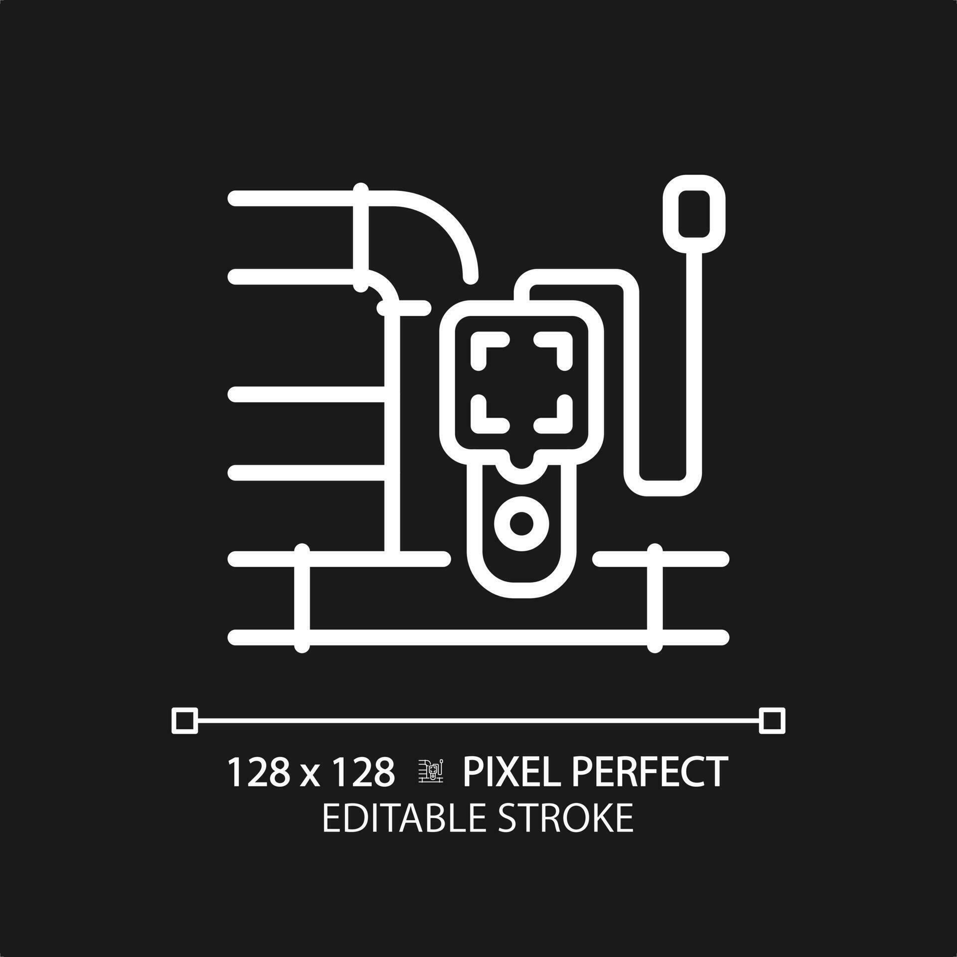 2D pixel perfect editable white pipeline and device icon, isolated vector, thin line ...