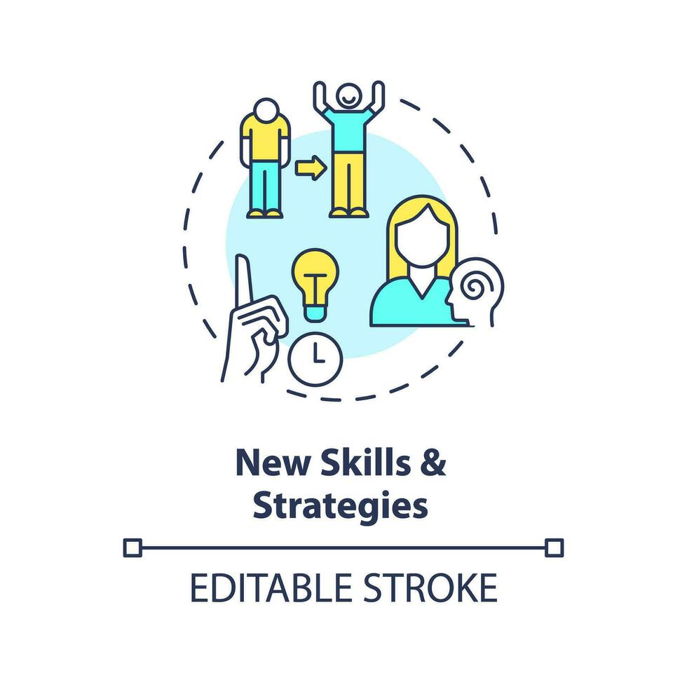 2D editable new skills and strategies thin line icon concept, isolated ...
