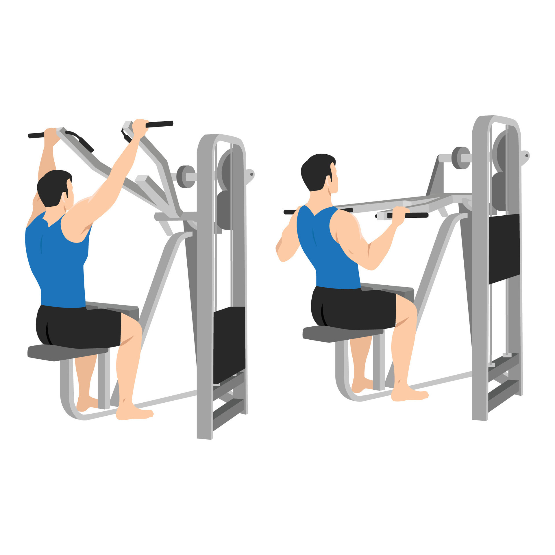 Man Doing Lever Front Pulldown Lat Machine Pull Down 32979932 Vector