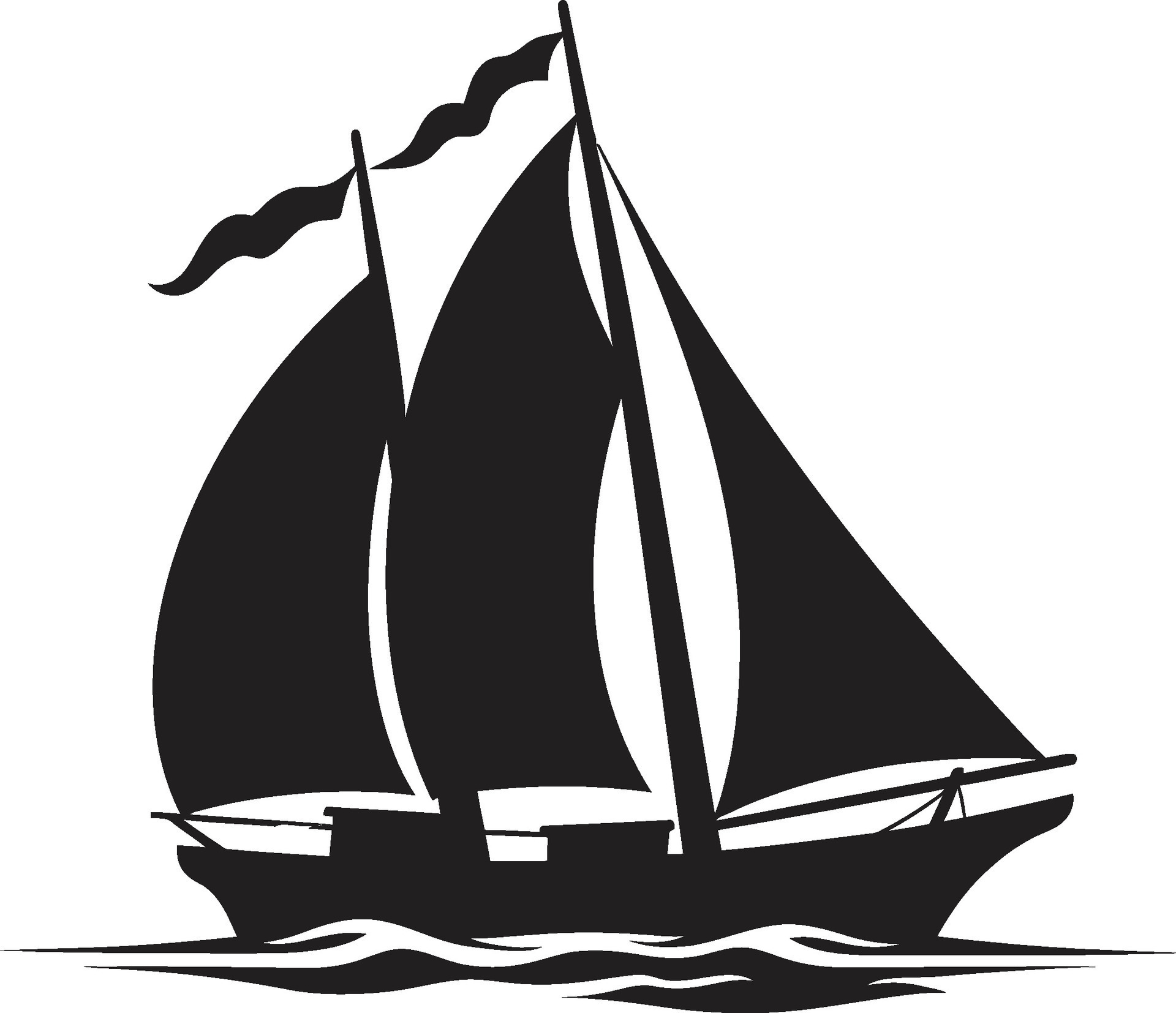 Ethereal Midnight Voyage Vector Silhouette Serenity on the Sea Black ...