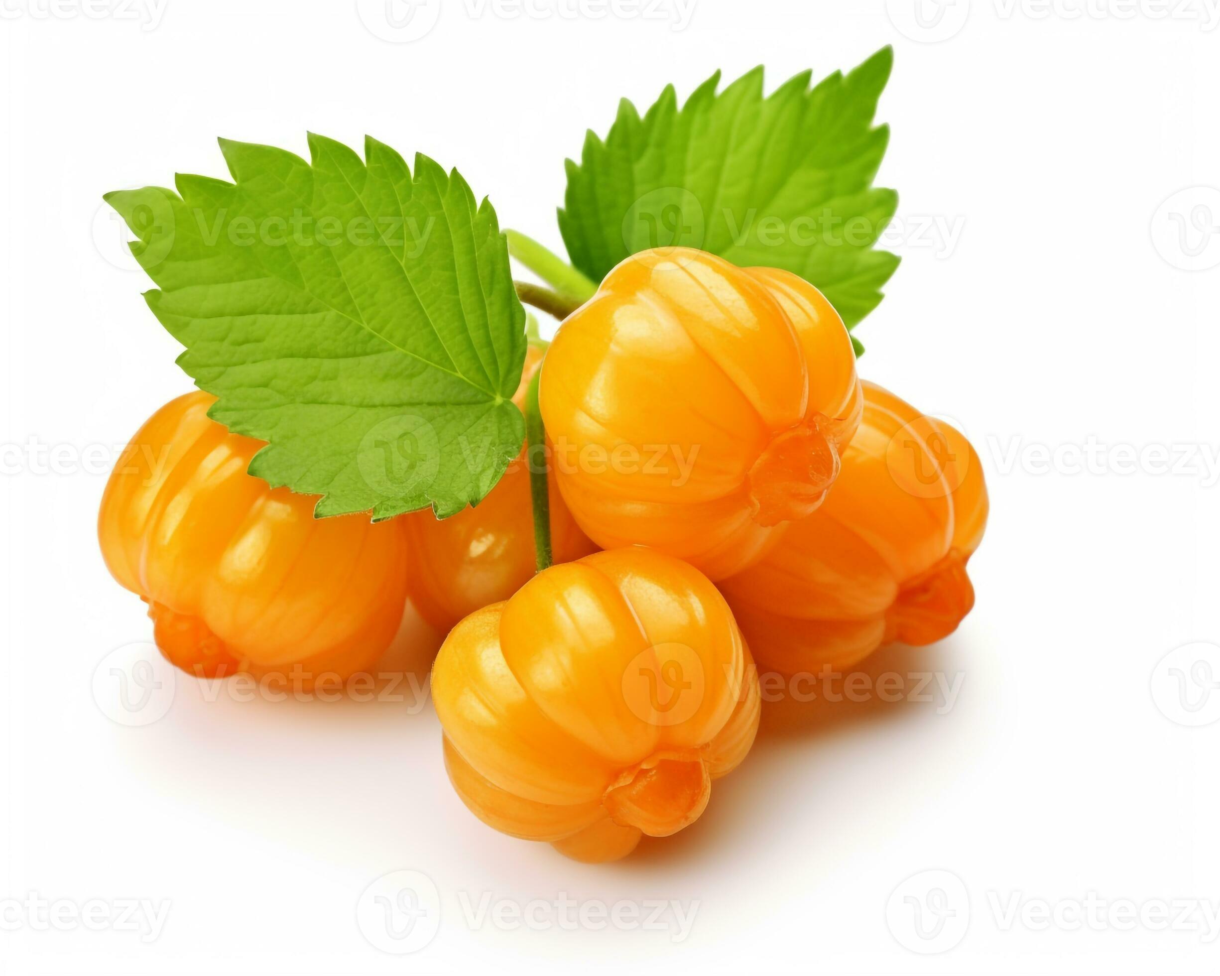 Photo of Cloudberry isolated on white background. Generative AI ... Photo of Cloudberry isolated on white background. Generative AI ...