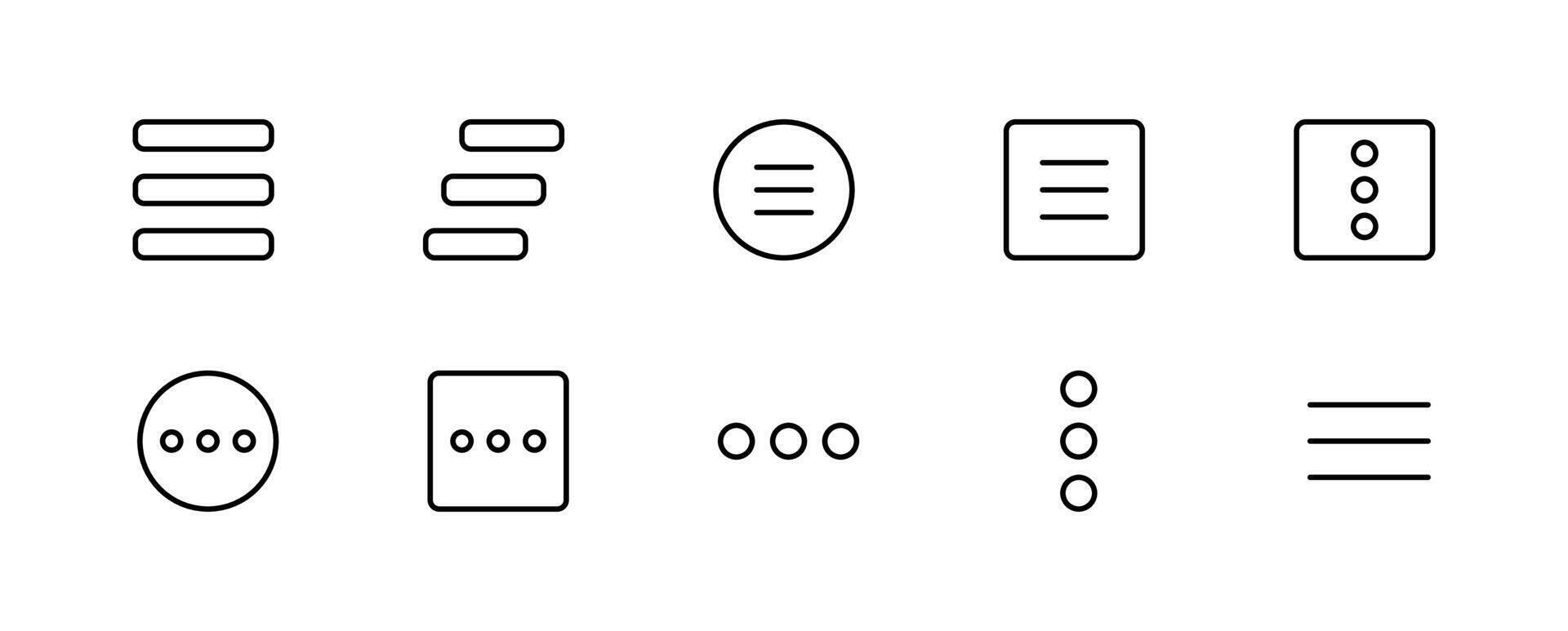 Mobile App And Hamburger Web Menu Icons Vector Buttons For Website Ui