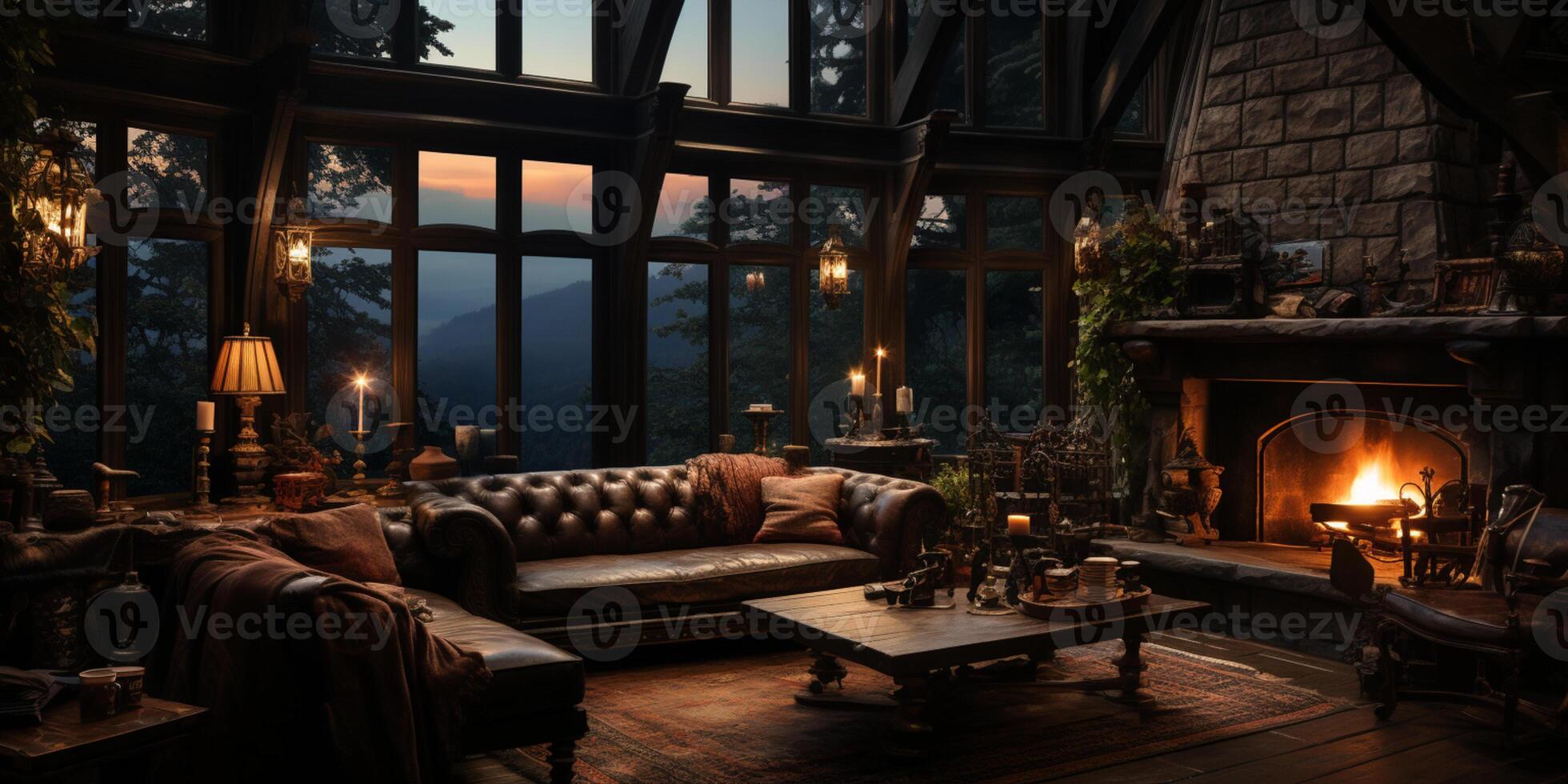 Interior Design, Beautiful Living room Gothic Style, Luxury Mansion ...