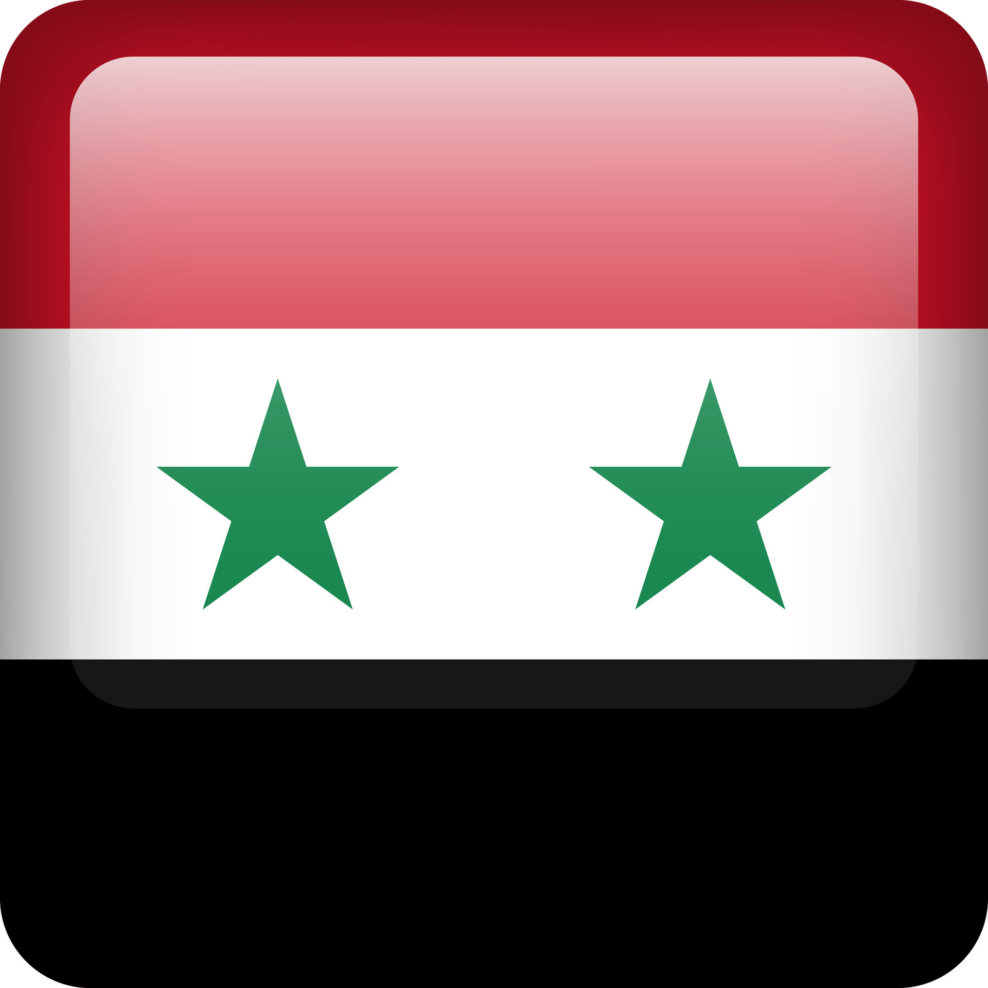 3d Vector Syria Flag Glossy Button Syrian National Emblem Square Icon