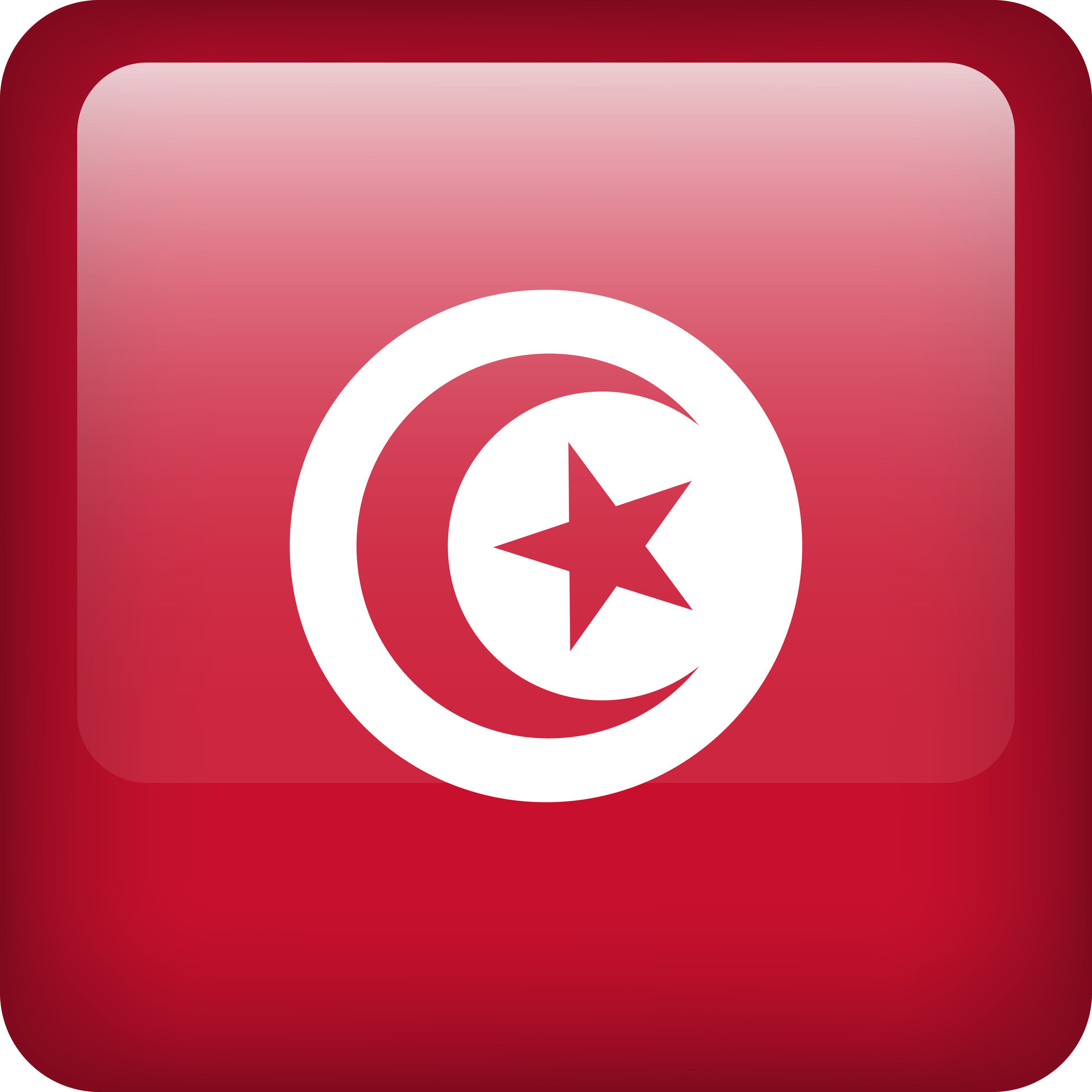 3d Vector Tunisia Flag Glossy Button Tunisian National Emblem Square