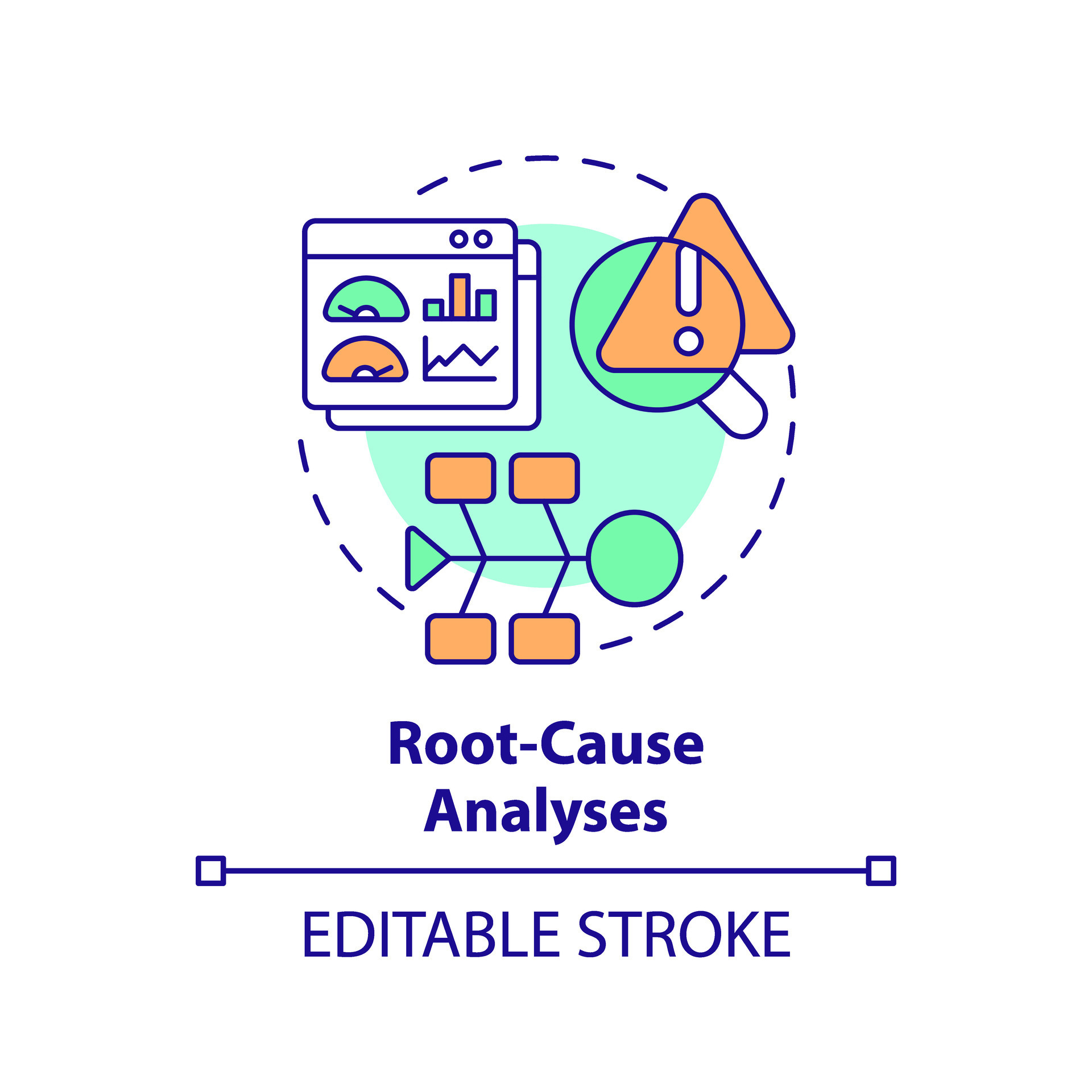 2D editable multicolor icon root cause analysis concept, simple ... 2D editable multicolor icon root cause analysis concept, simple ...