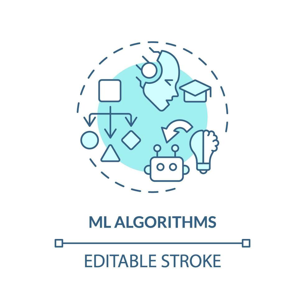 2d Editable Blue Ml Algorithms Icon Simple Isolated Vector Ai Engineer Thin Line Monochromatic