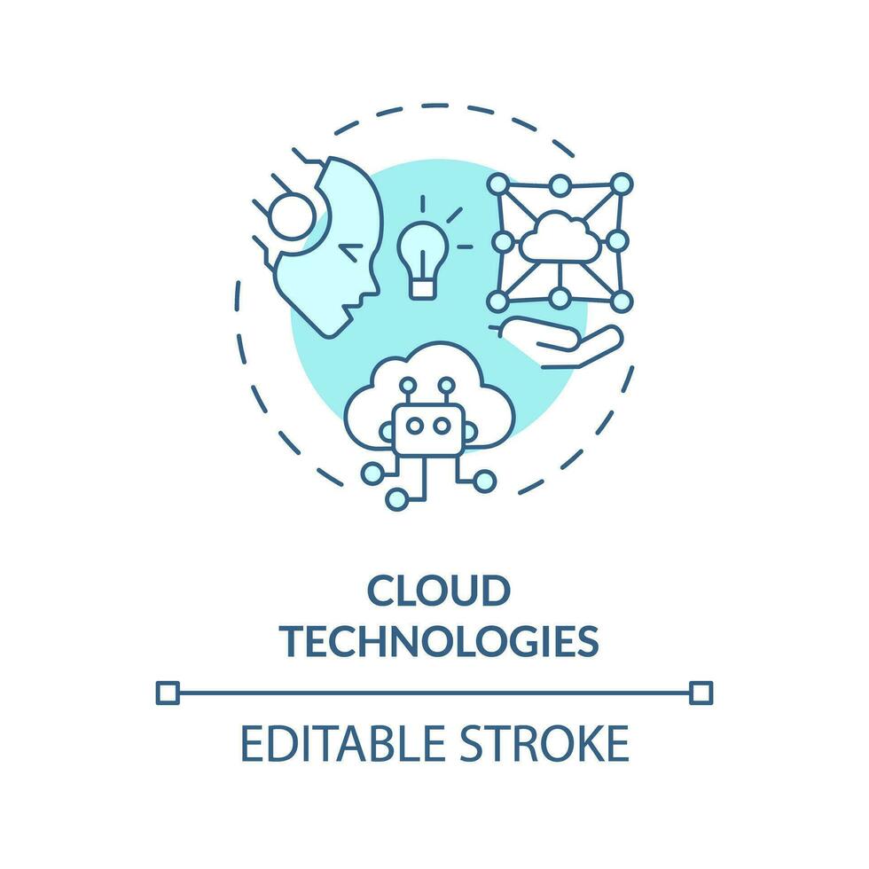 2d Editable Blue Cloud Technologies Icon Simple Isolated Vector Ai Engineer Thin Line