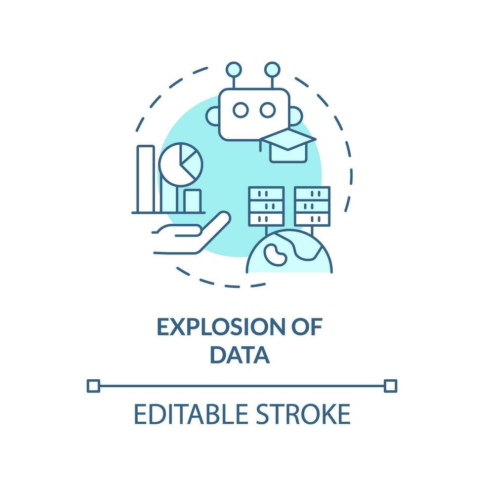 2D editable blue explosion of data icon, simple isolated vector, AI ...