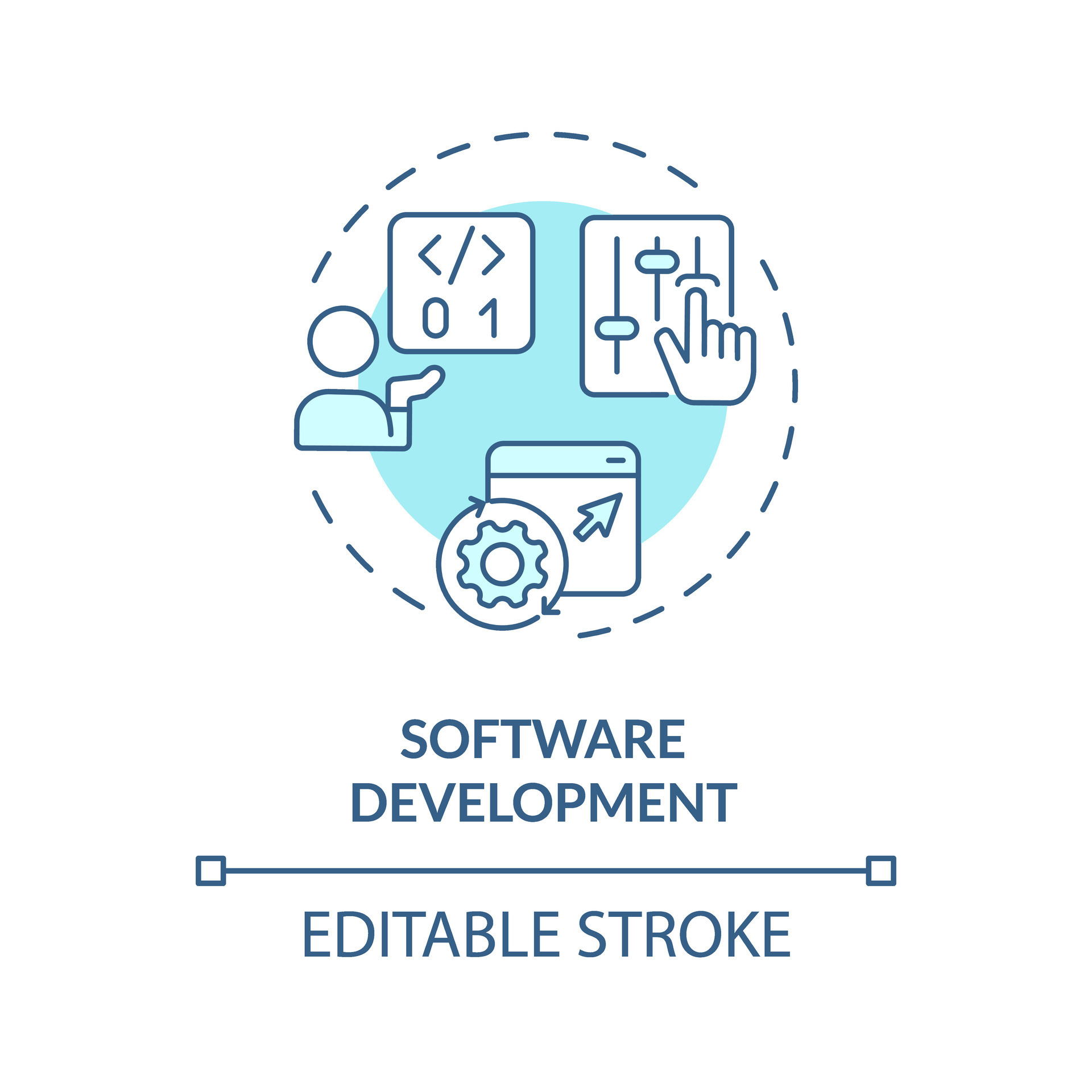 2D editable blue software development icon, simple isolated vector, AI ...